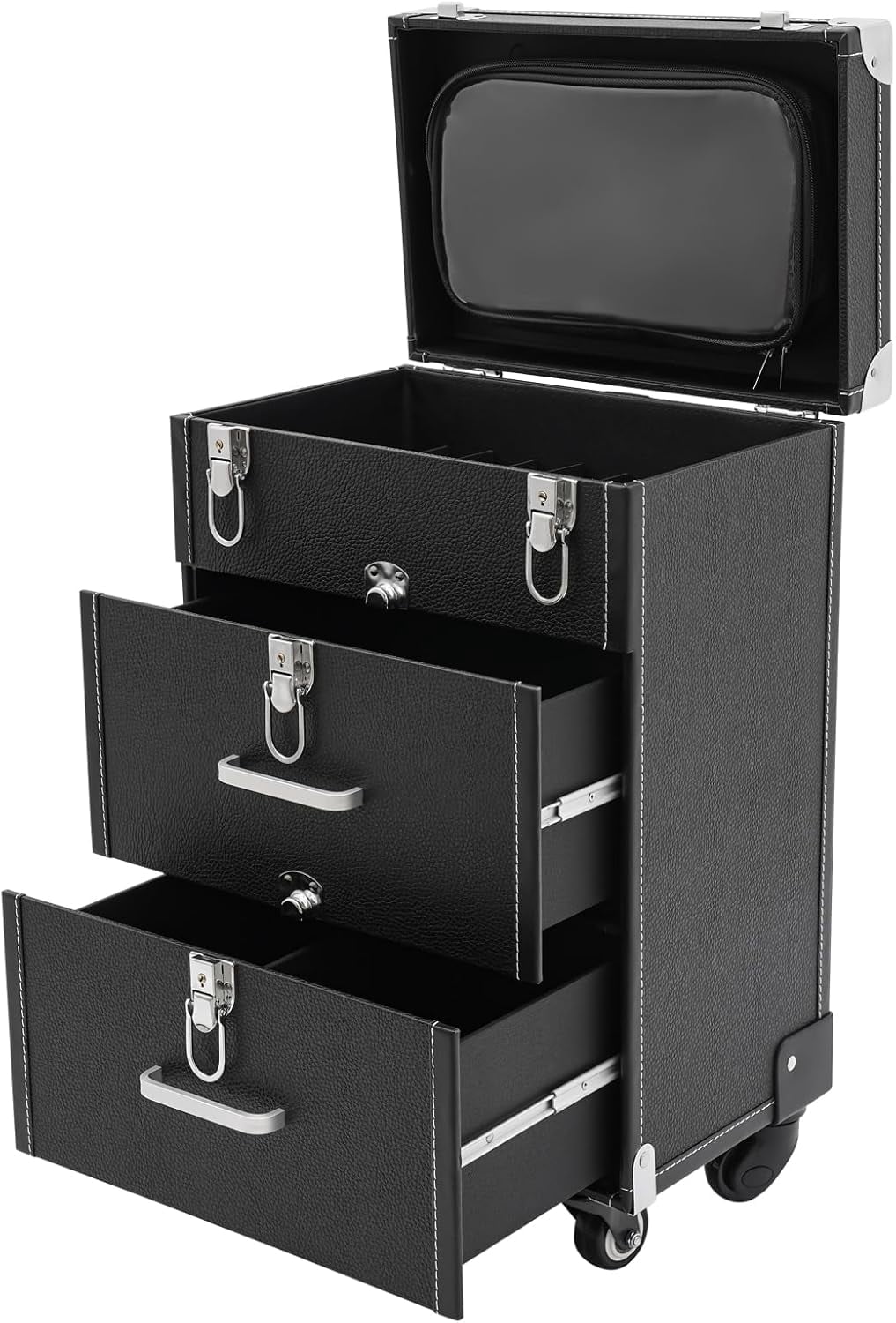 Makeup Train Case Large Storage Makeup Travel Case with Keys & 360 ...