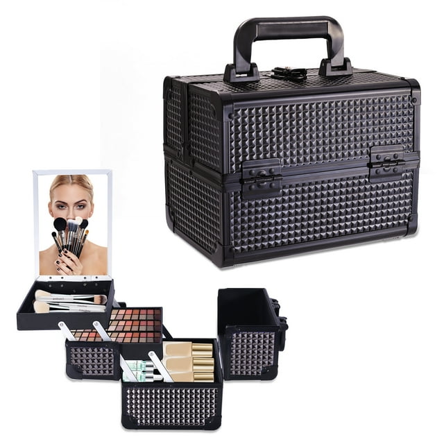 Makeup Train Case Lightweight Cosmetic Box Portable Lockable Makeup ...