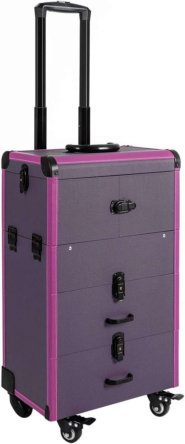 Makeup Train Case Rolling Easy To Move Carry 4-Universal Wheels Large ...