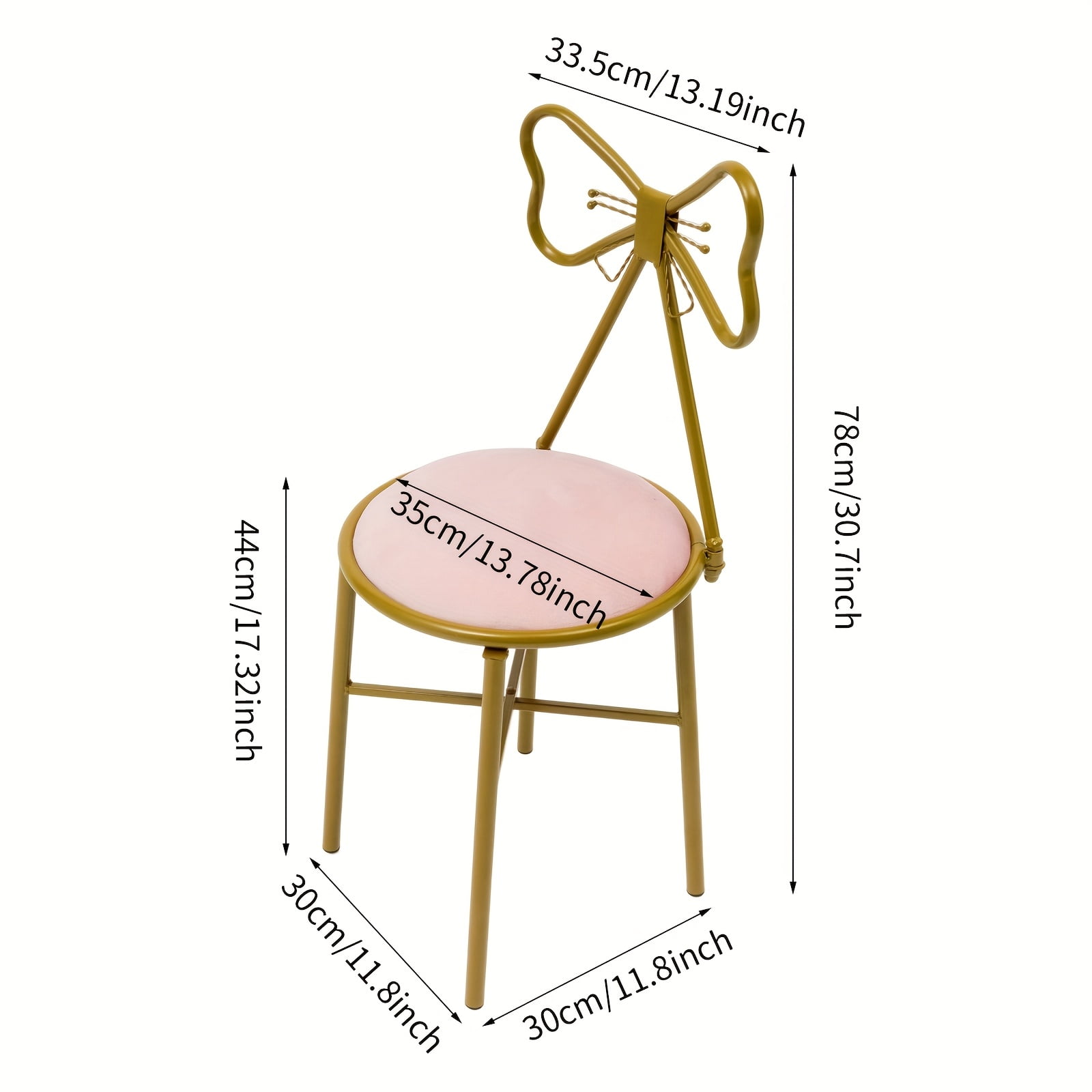 Makeup Vanity Chair Side Pink Bow Vanity Chair Table Seat Butterfly ...