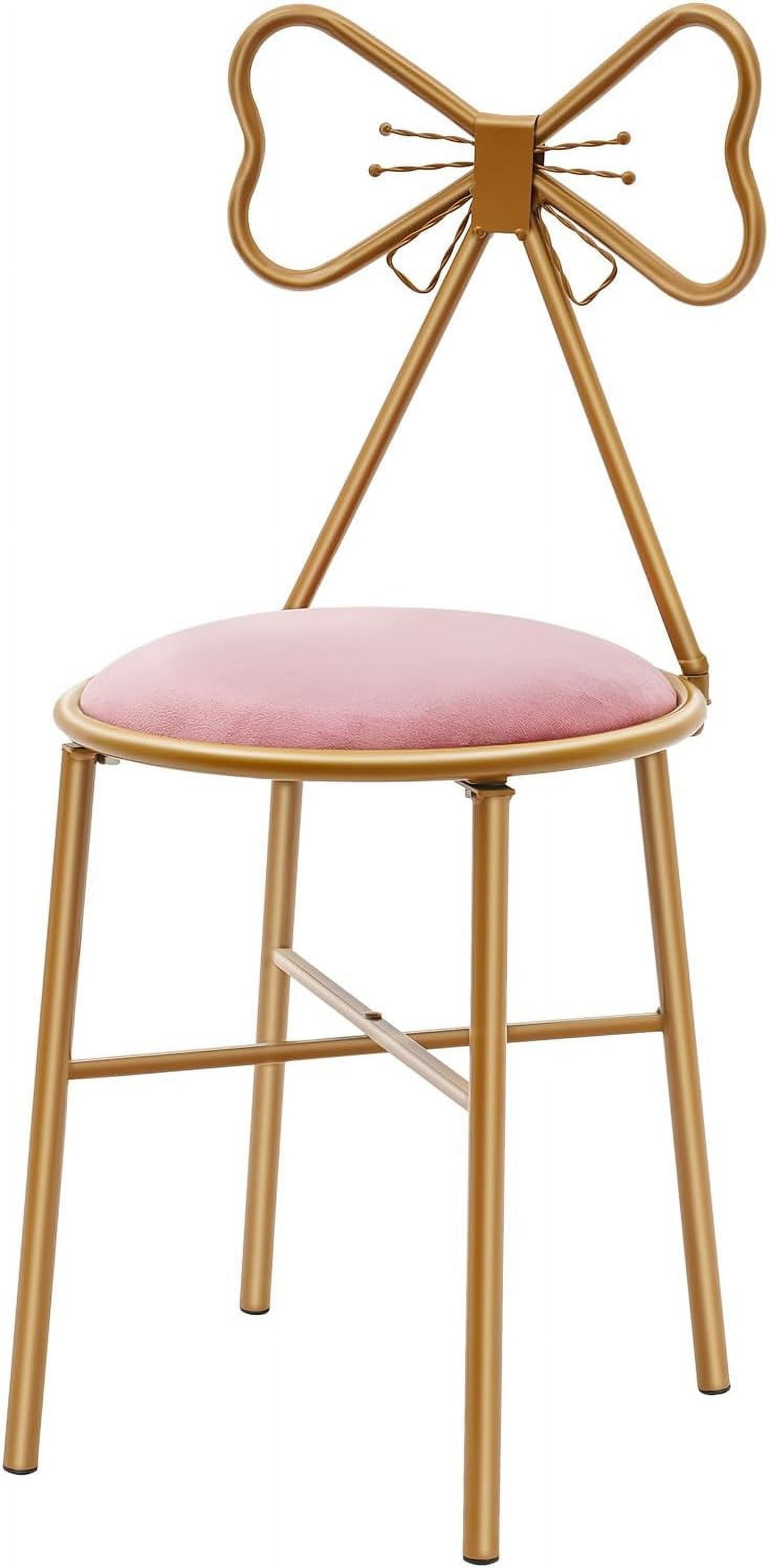 Makeup Vanity Chair Stool, Pink Butterfly Bow Tie Vanity Chair Armless ...