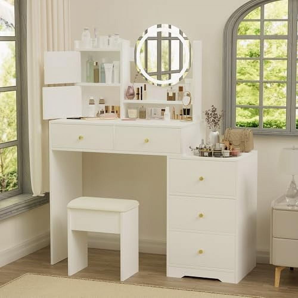 Makeup Vanity Desk with Mirror and Lights, Vanity Table Set with ...
