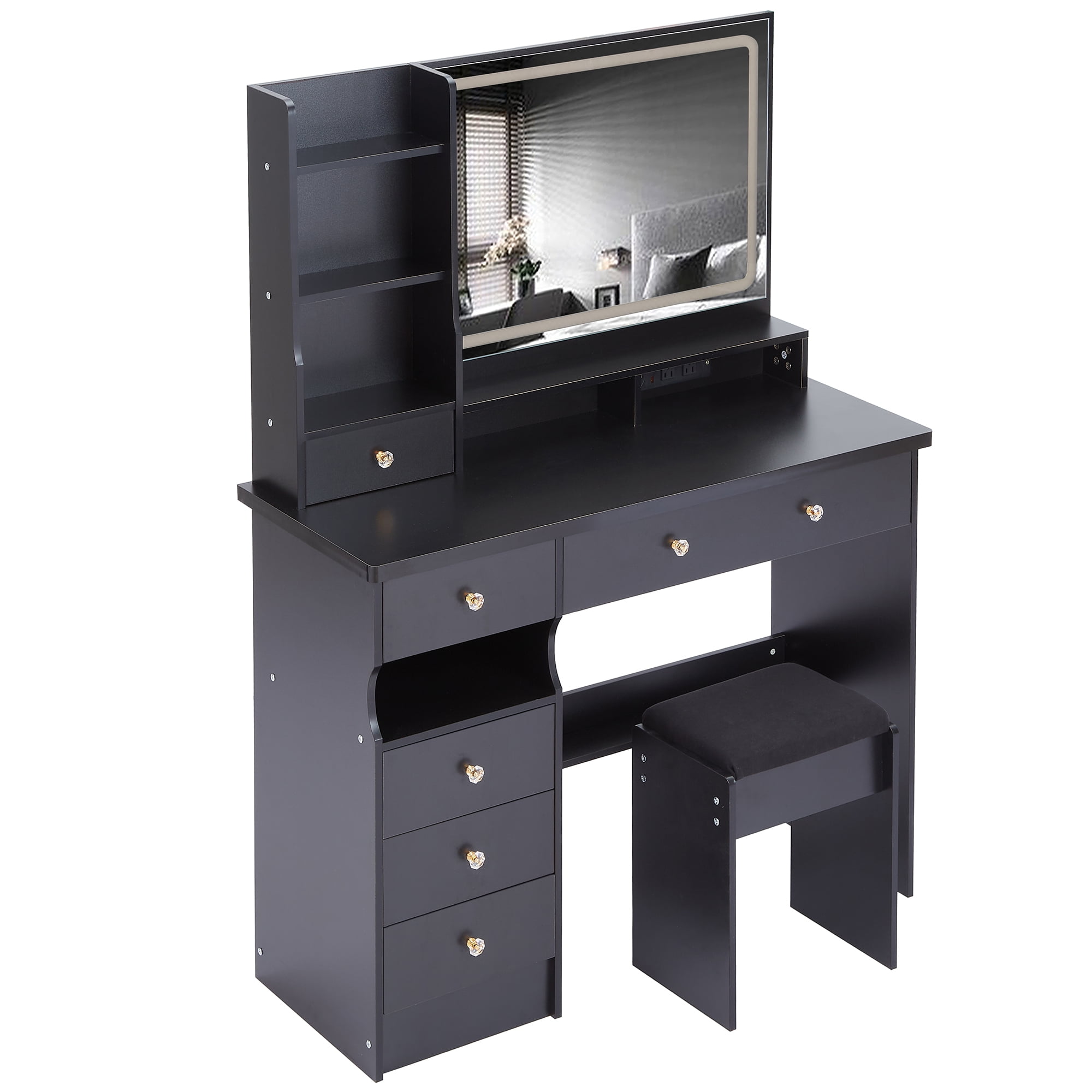 Makeup Vanity Desk Set with Mirror And Light, Make Up Vanity Set With ...