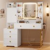 Evangeline 3-piece Vanity Table Set with Tri-Fold Mirror and Stool ...