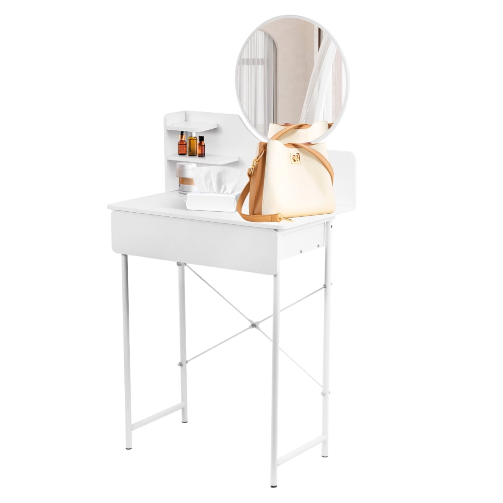 TOHU Makeup Vanity Desk with Storage Drawer, White Vanity Table with ...