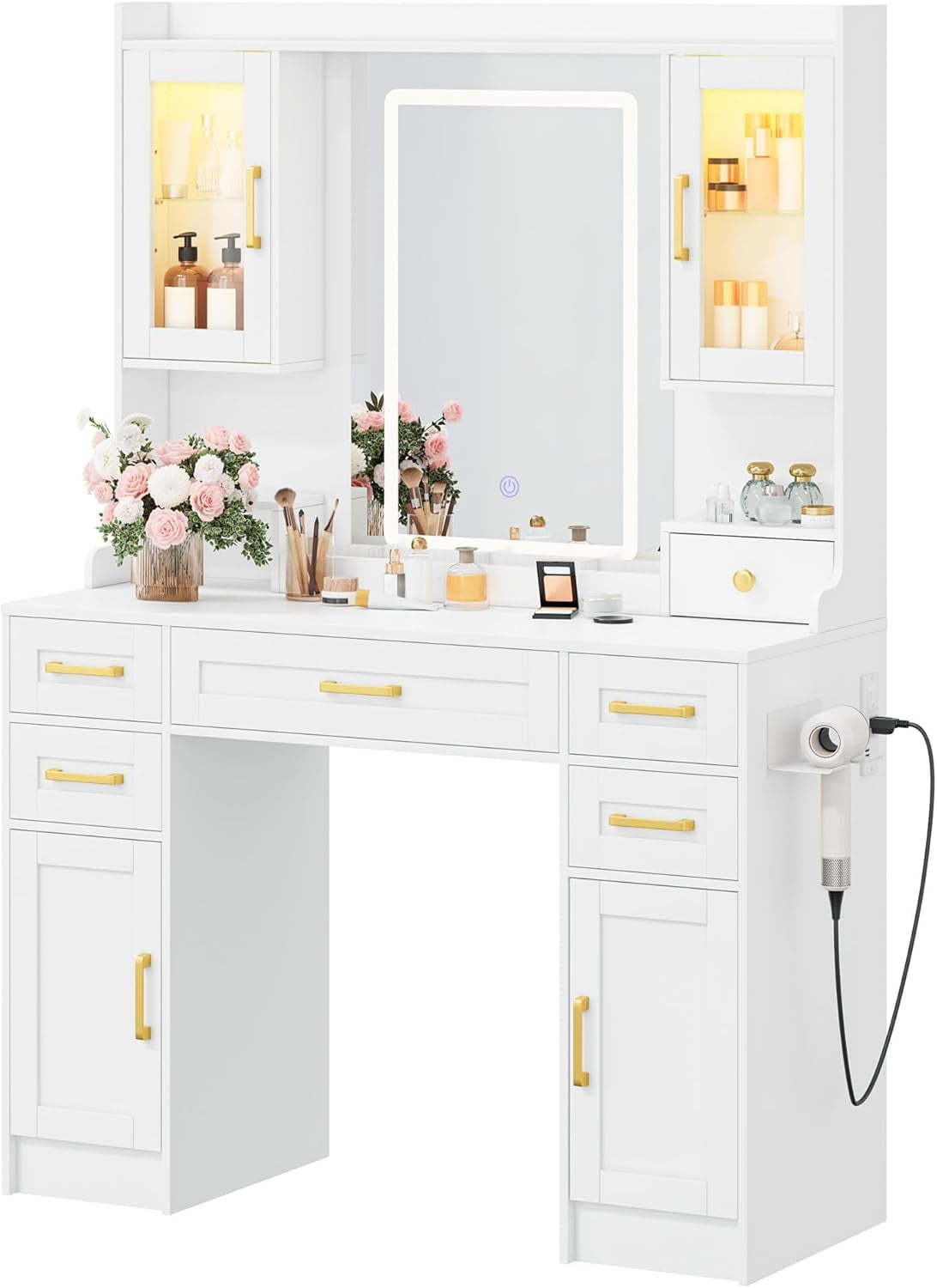Makeup Vanity with Mirror and LED Lights Large Dressing with RGB ...