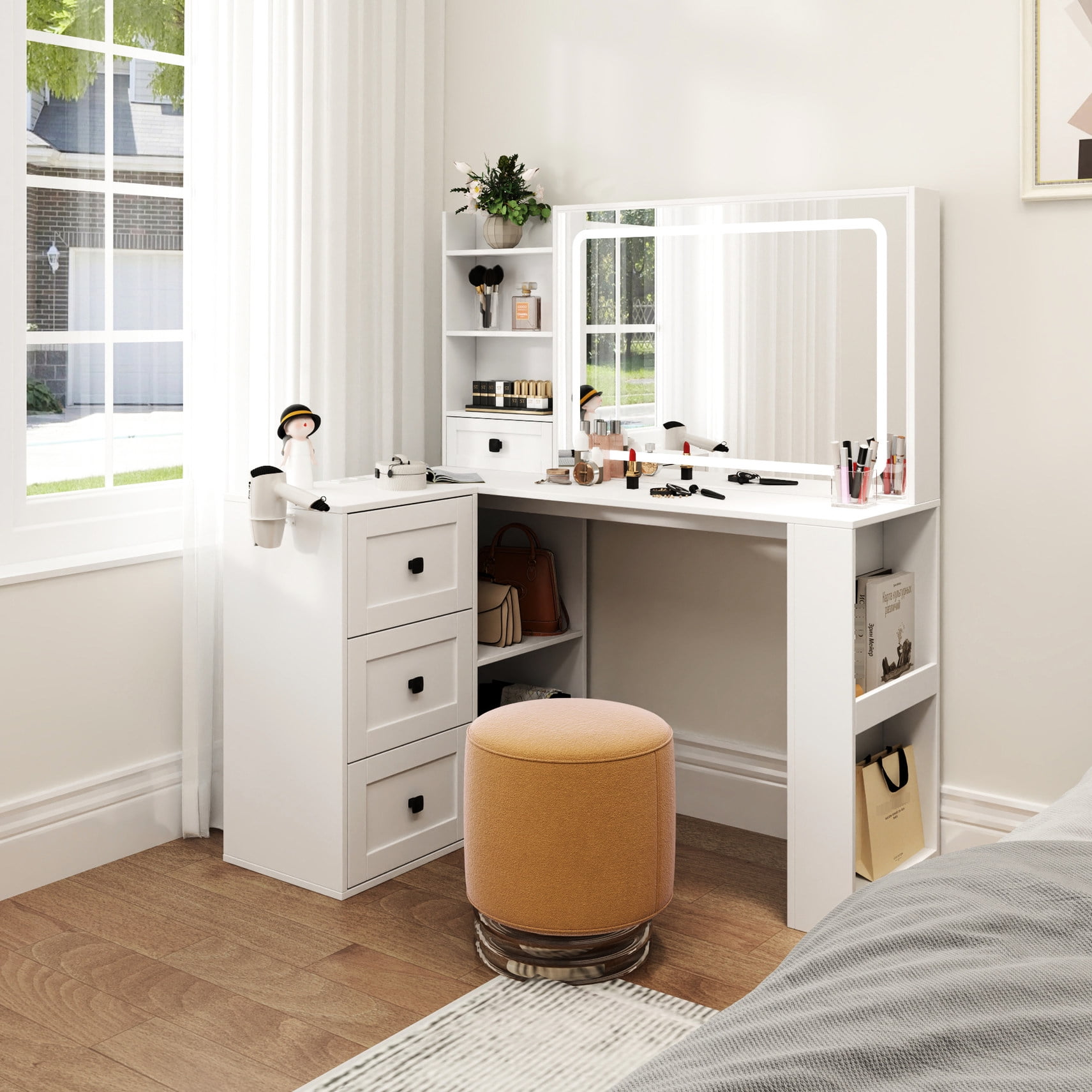 Makeup Vanity with Mirror | Switchable 3 Color Temperature Lights for ...