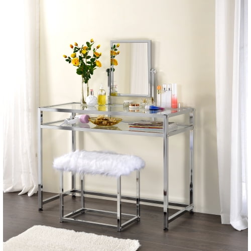 Makeup Vanity Table with Mirror & Stool, Vanity Desk, Vanity Set with ...