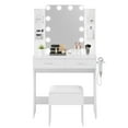 Makeup Vanity with Mirror and LED Lights, Vanity Desk with Power Outlet ...