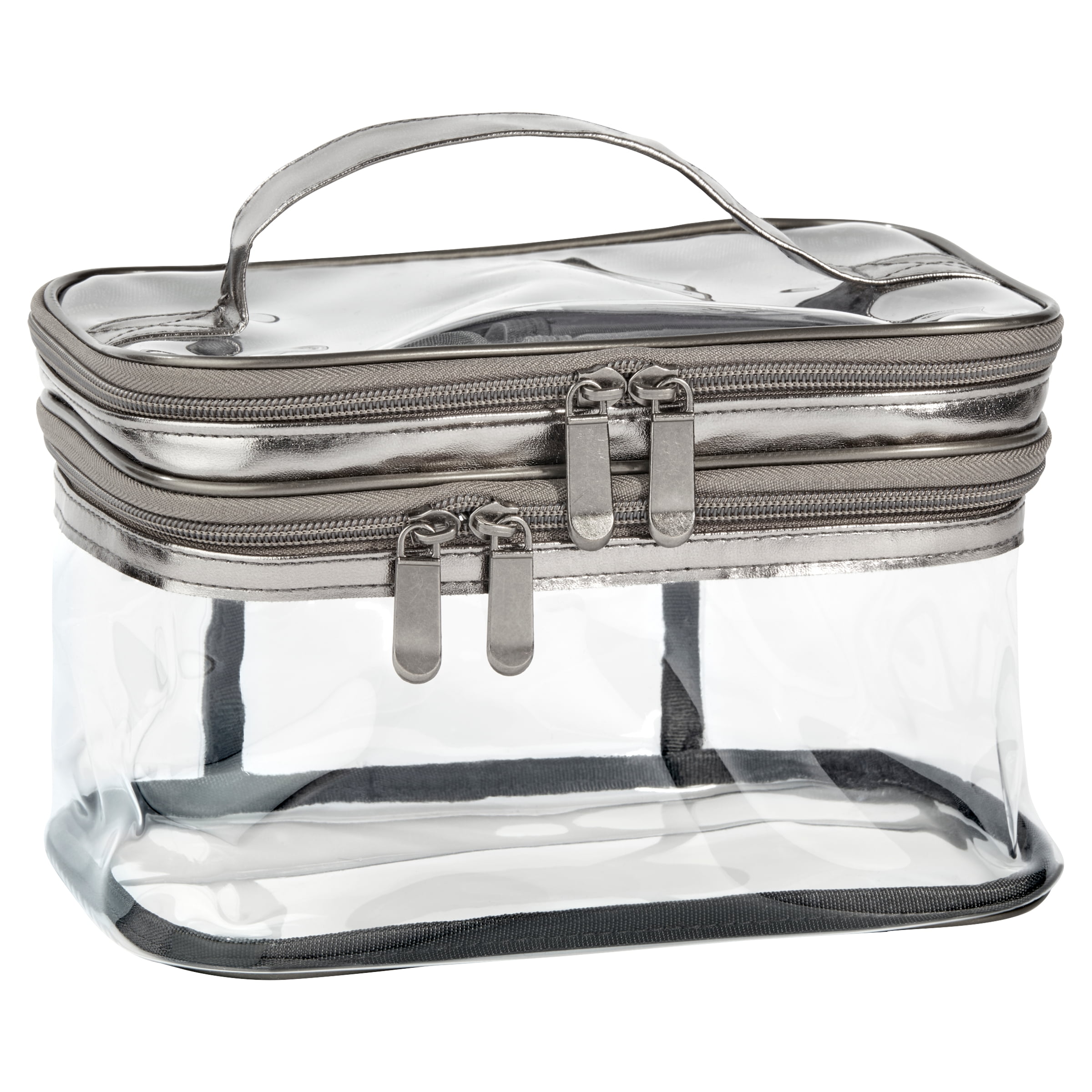 Makeup and Cosmetic PVC Train Case, Clear, 8.65" x 5.9" x 6" - Walmart.com