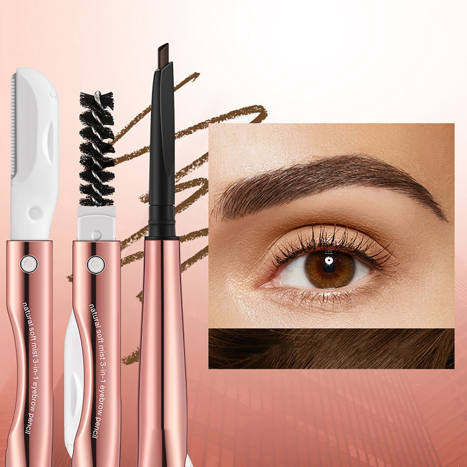 Makeup of Blekii Natural Eyebrow Pencil Clear and Durable Easy to Color ...