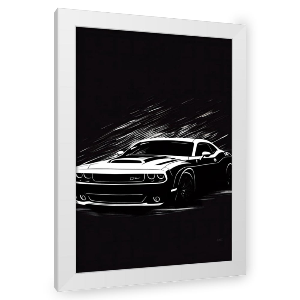 Maki 11x14 White Modern Wood Framed Wall Art Titled - Dodge Challenger ...