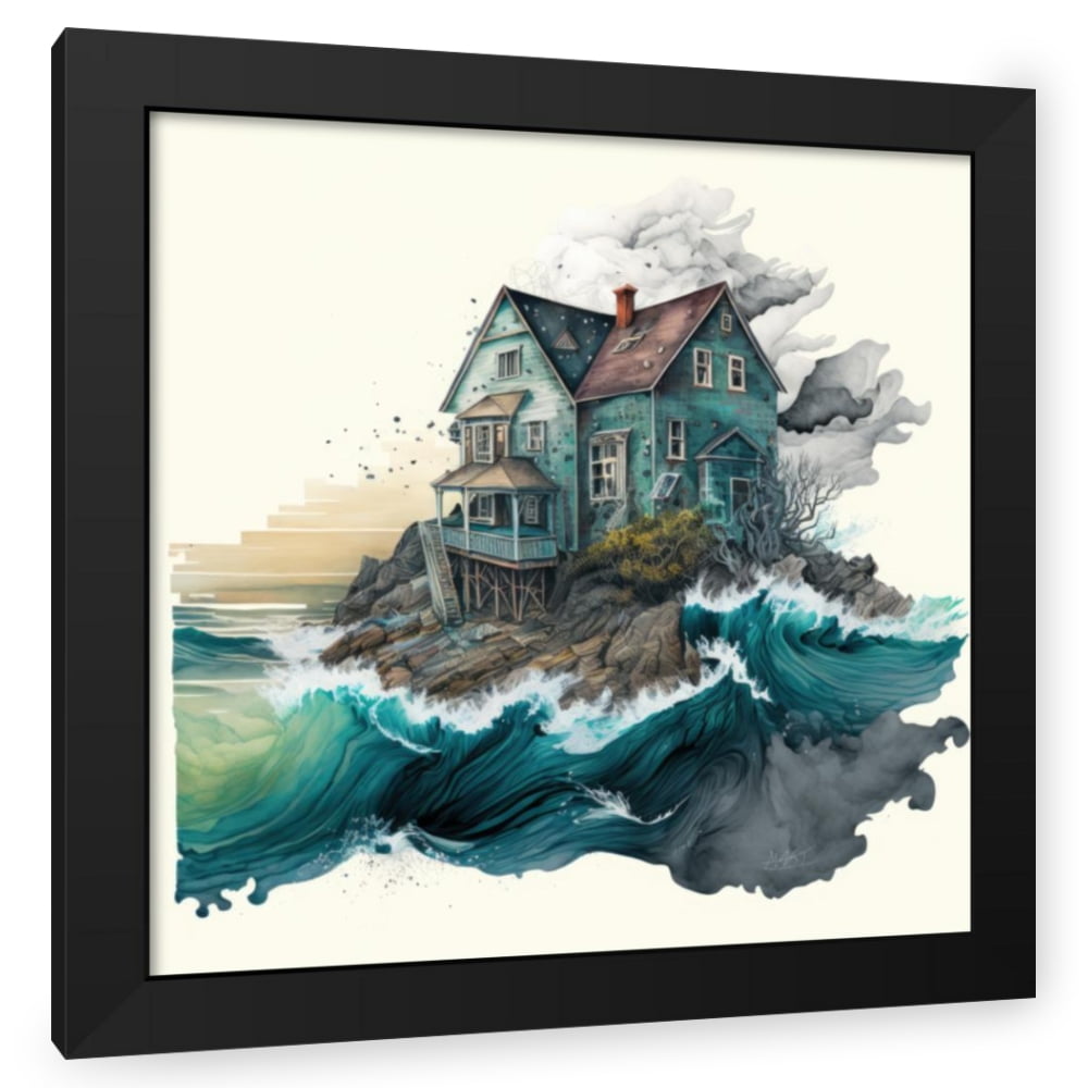 Maki 12x12 Black Modern Wood Framed Wall Art Titled - Castaway I ...