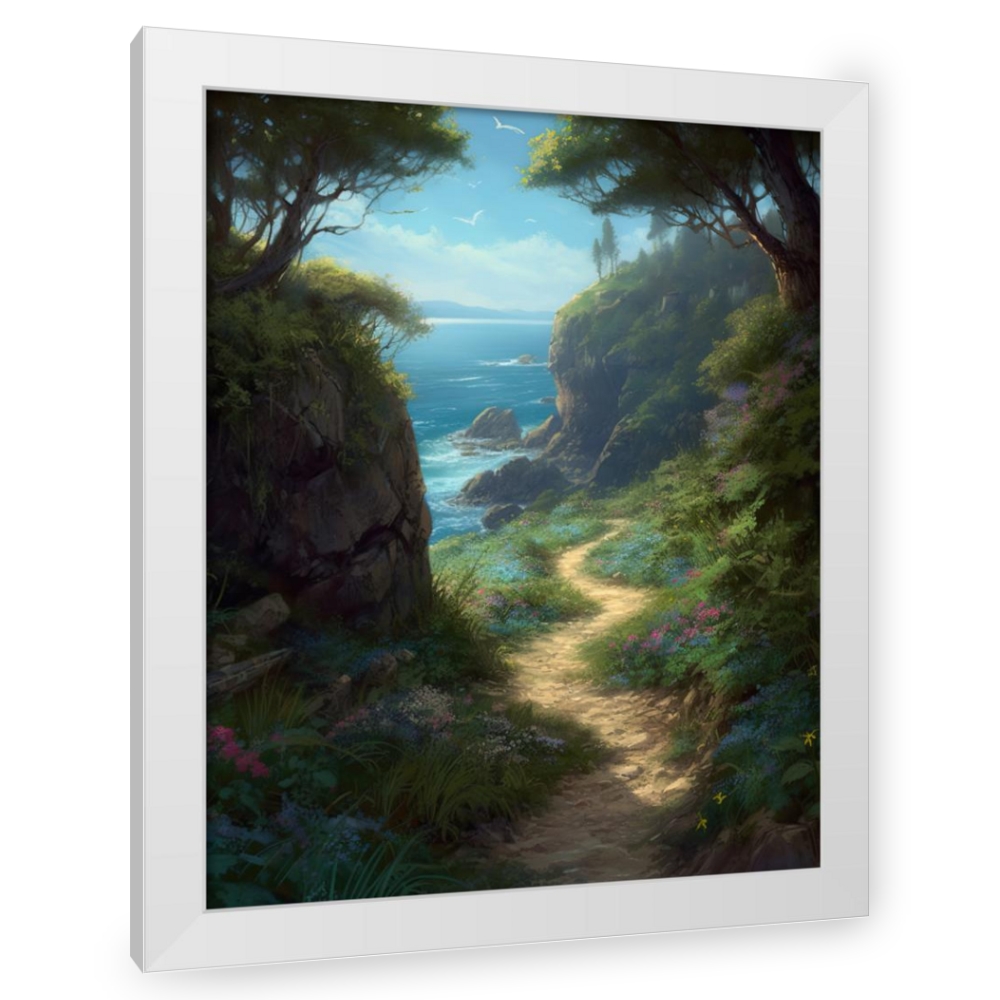 Maki 12x14 White Modern Wood Framed Wall Art Titled - Open The Cove Ii ...
