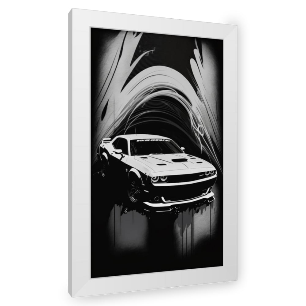 Maki 12x18 White Modern Wood Framed Wall Art Titled - Dodge Challenger ...