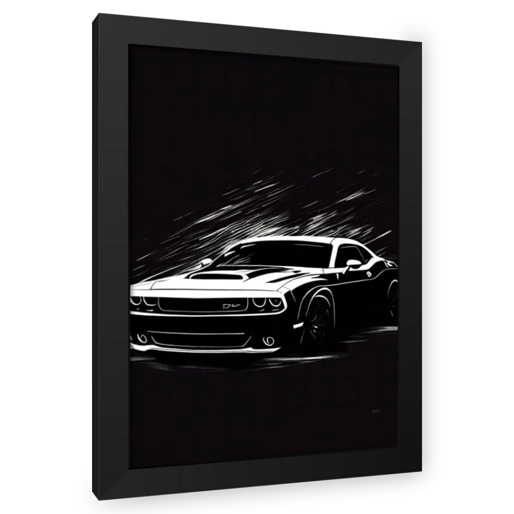 Maki 14x18 Black Modern Wood Framed Wall Art Titled - Dodge Challenger ...