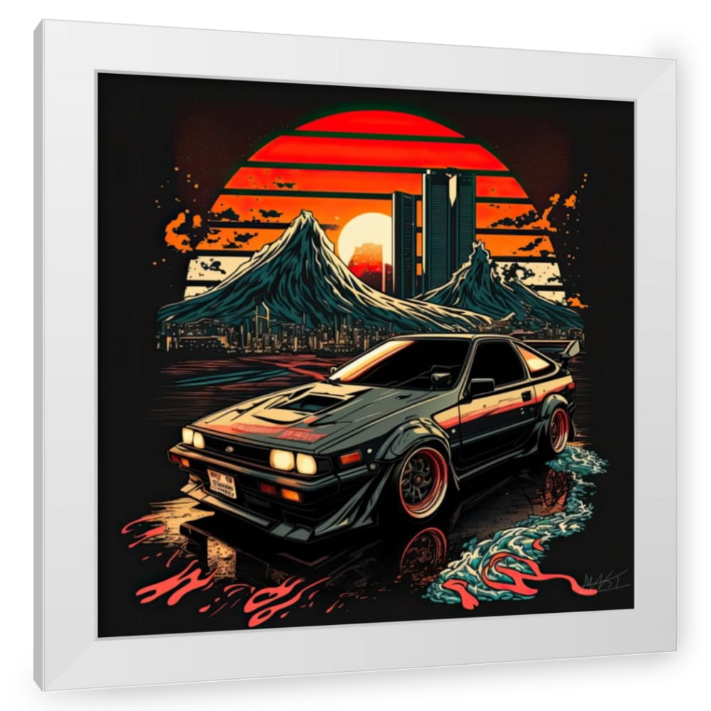 Maki 20x20 White Modern Wood Framed Wall Art Titled - Toyota Ae86 Retro ...