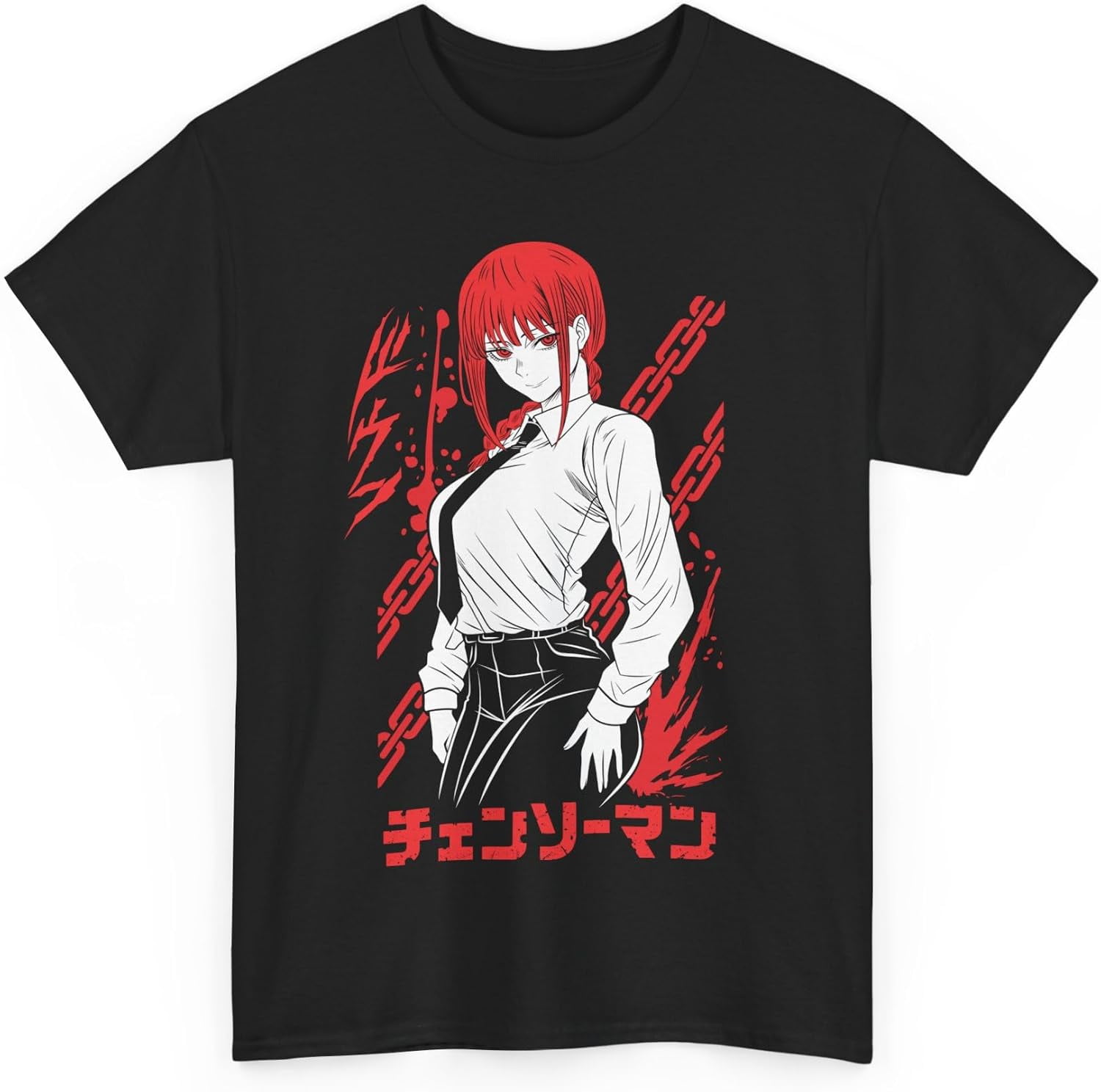 Makima Chainsaw Anime Man Series Cotton Short Sleeve T-Shirt Tee ...