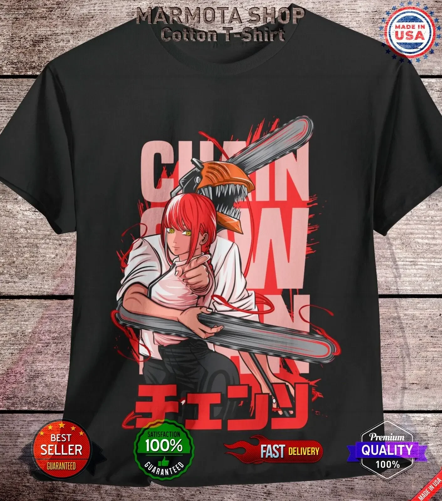 Makima Chainsaw Man Denji Shirt Anime Tee T-Shirt Pochita Horror Manga ...