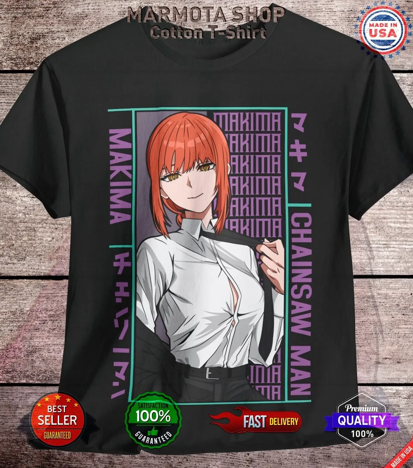 Makima Chainsaw Man Shirt Anime Tee T-Shirt Waifu Kawaii Sexy Pochita ...