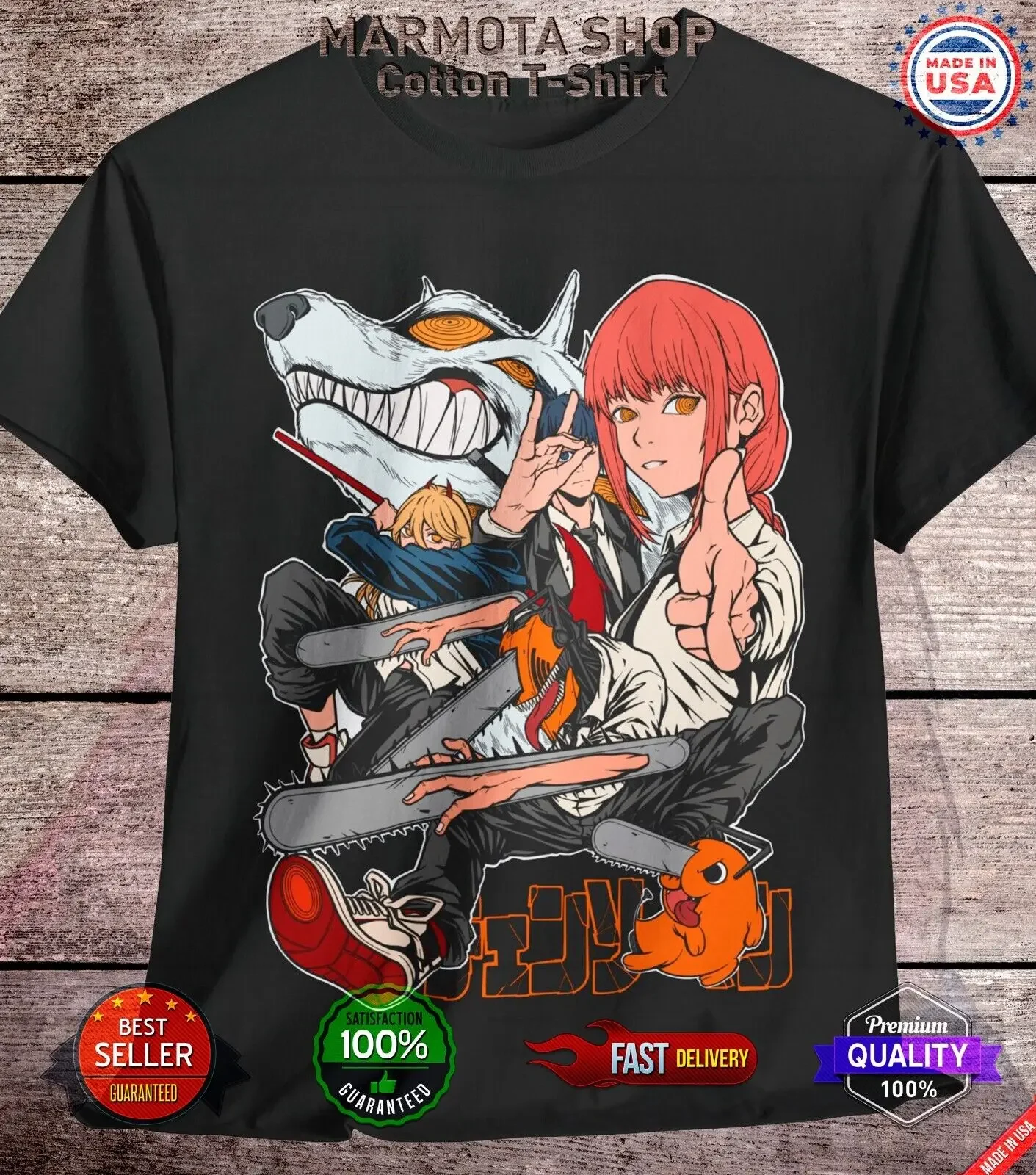 Makima Power Denji Aki Shirt Chainsaw Man Anime Tee T-Shirt Waifu Ecchi ...