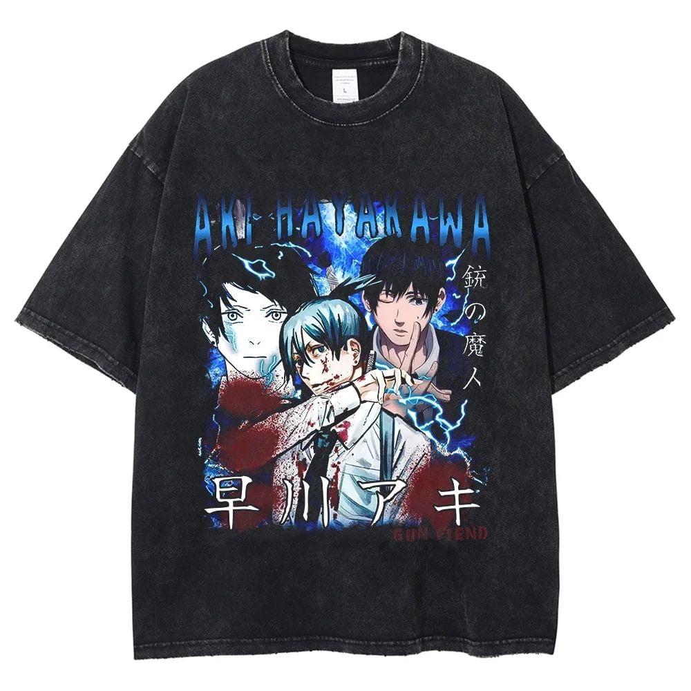Makima Short Sleeve Anime T-Shirt Demon Domination Harajuku Shirt Men's ...