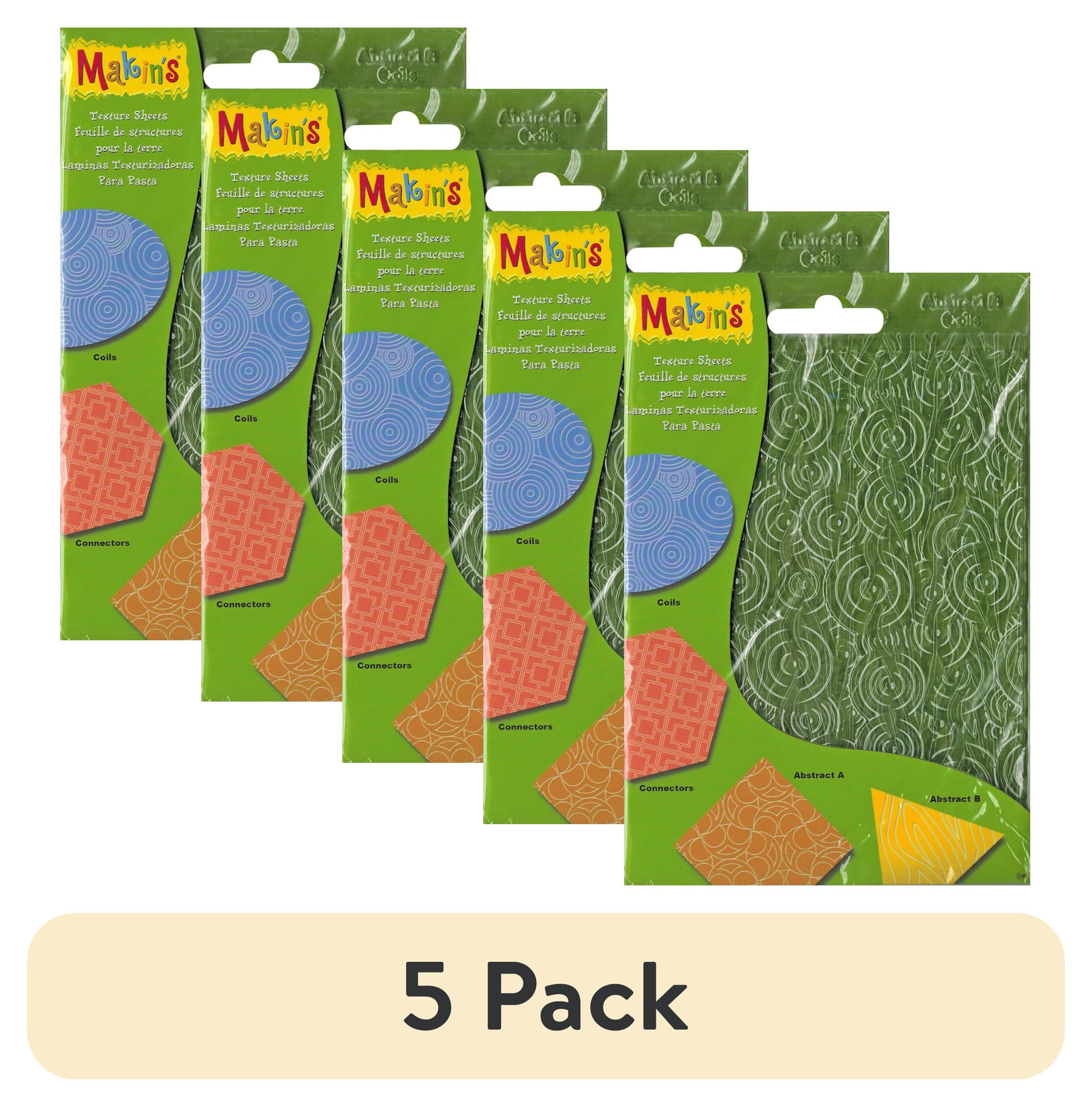 (5 pack) Makin's Clay Texture Sheets, 7" x 5.5", 4pk, Set H (Coils, Connectors and Abstracts ...