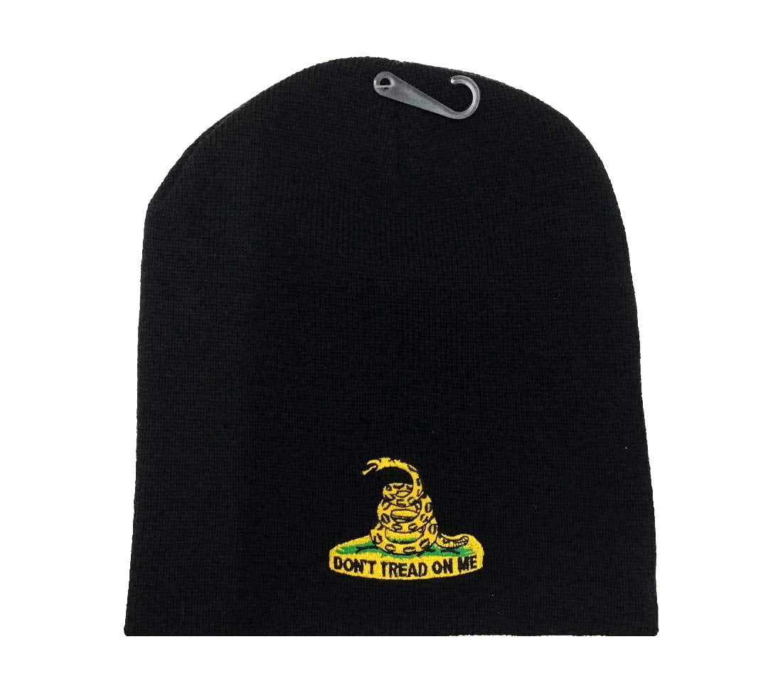 MakinIt Gifts Black Gadsden Don't Tread On Me Uncuffed Beanie Hat Cap ...