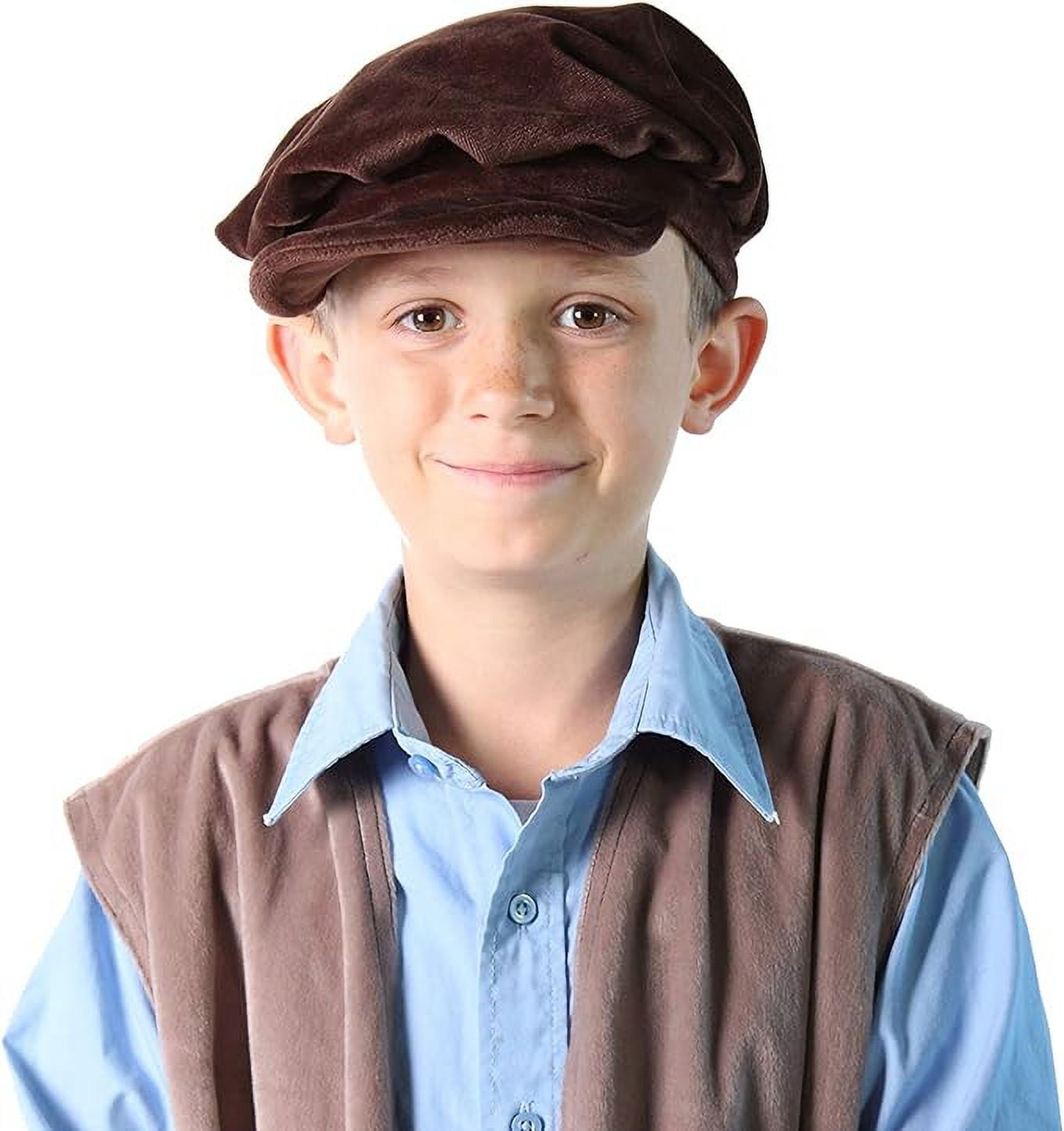 Making Believe Brown Velour Newsboy Style Hat Costume Accessory (Child ...