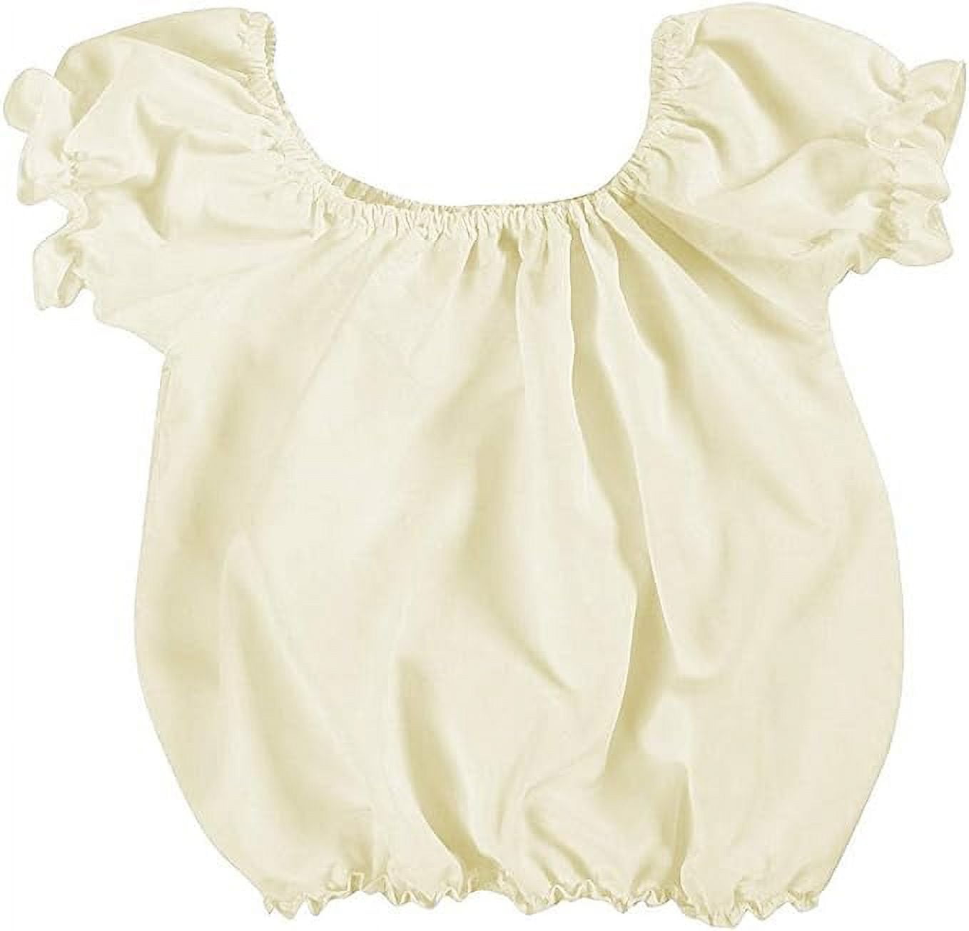 Making Believe Girls Short Sleeve Peasant Blouse, Cream, Large 9-10 ...