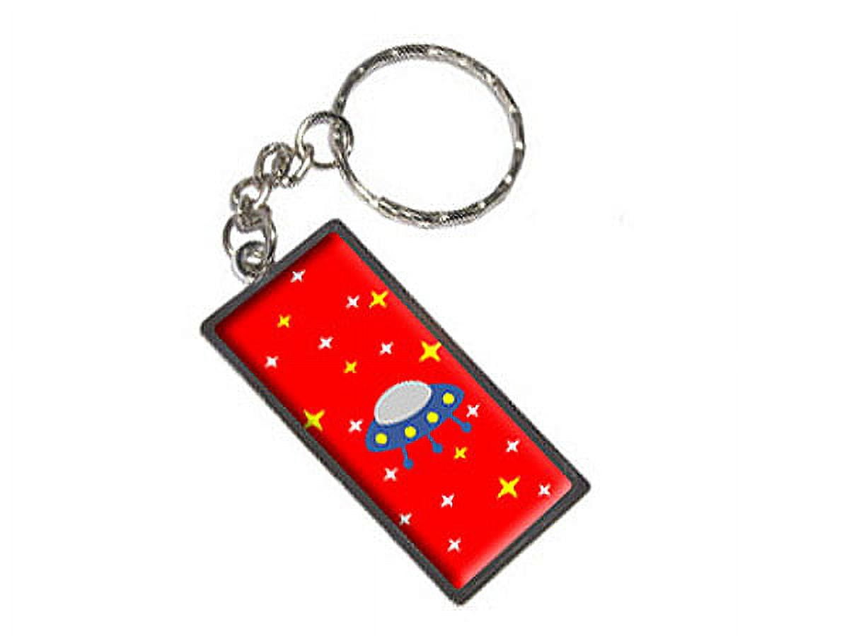 Making Contact UFO Alien Spaceship Metal Rectangle Keychain - Walmart.com