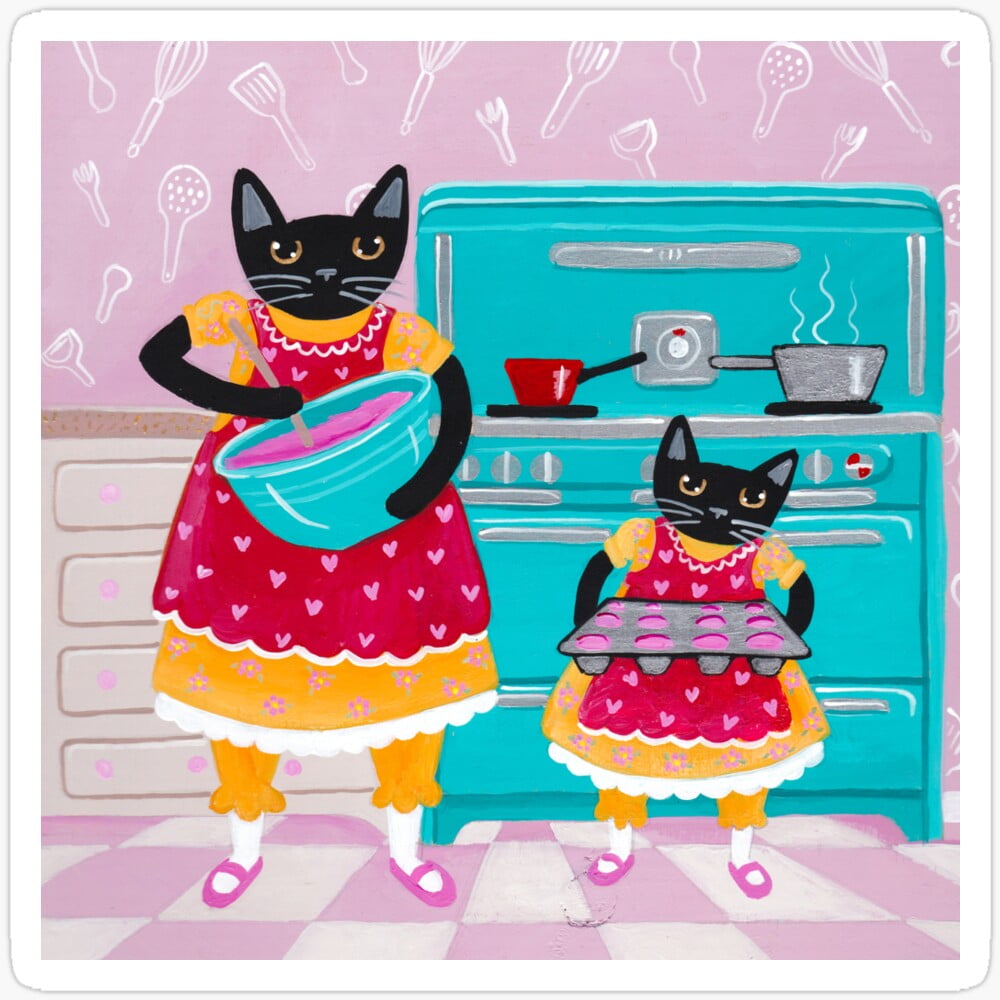 Making Cupcakes With Cats Sticker Phone Decal Water Bottle Stickers Car ...