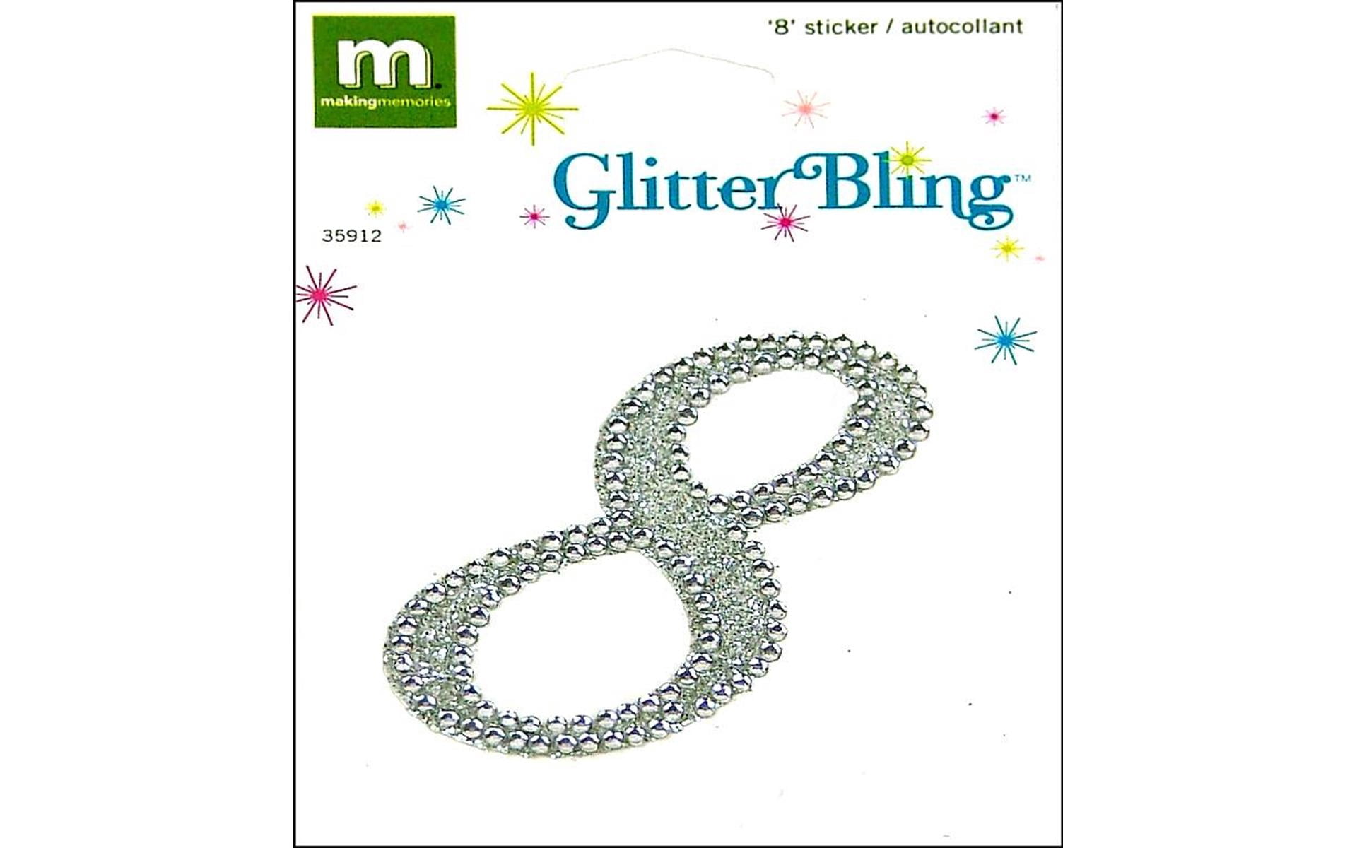Making Mem Sticker Glitter Bling Monogram Script 8 - Walmart.com