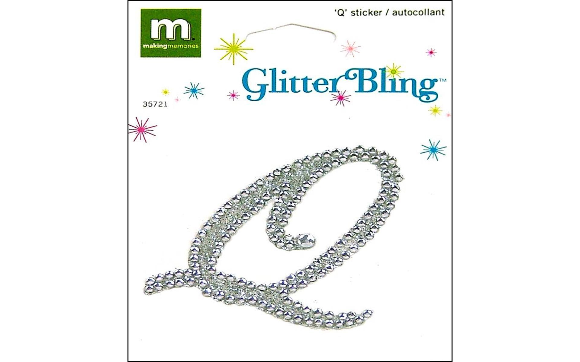 Making Mem Sticker Glitter Bling Monogram Script Q - Walmart.com