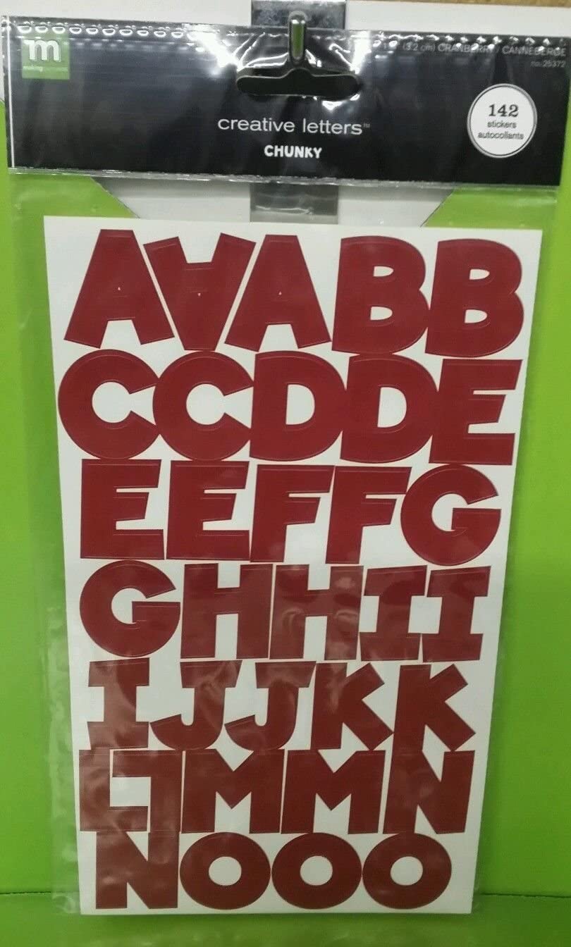 Making Memories 1 1/4" Chunky Cranberry Creative Letters Stickers 142 ...