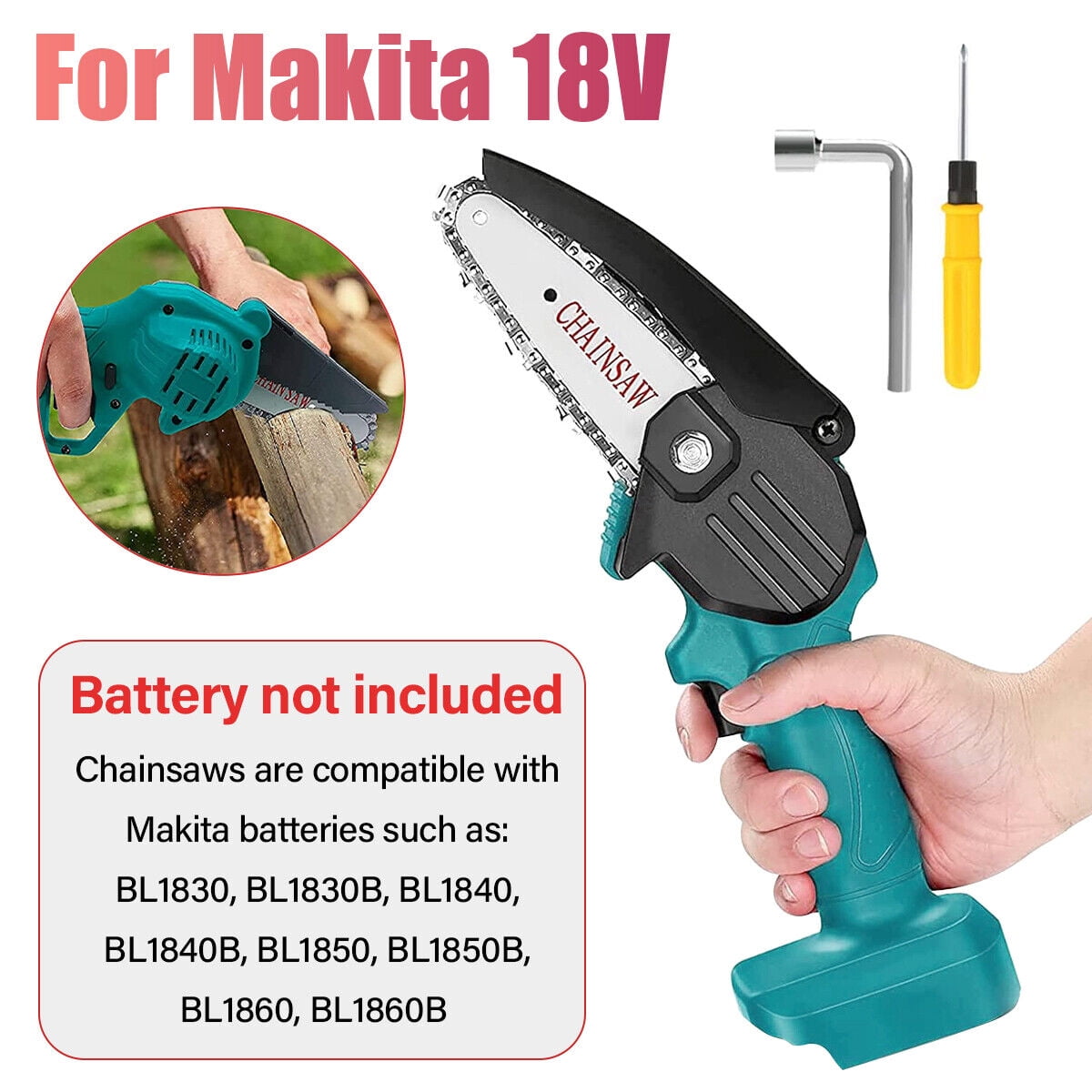 Makita 18V Cordless Mini Chainsaw - Powerful Electric Wood Cutter for ...