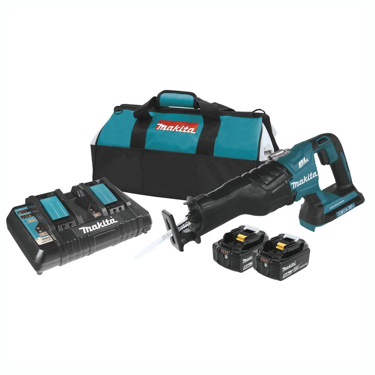 Makita 18V X2 LXT 5 Ah Li-Ion Brushless Cordless Recipro Cut Out Saw ...