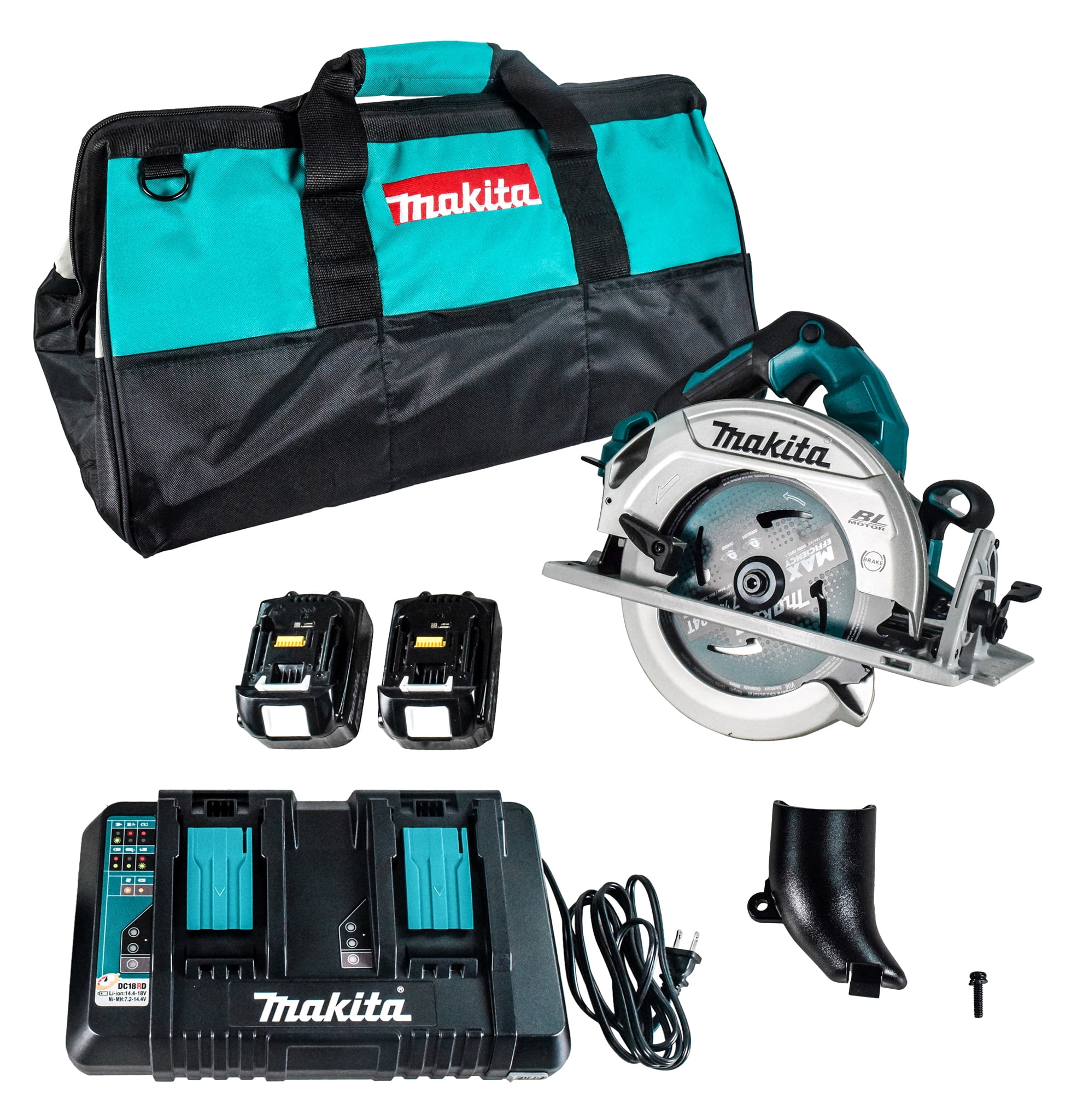 Makita 18V X2 LXT Li-Ion Brushless Cordless Circular Saw Kit with Battery Charger XSH06PT ...
