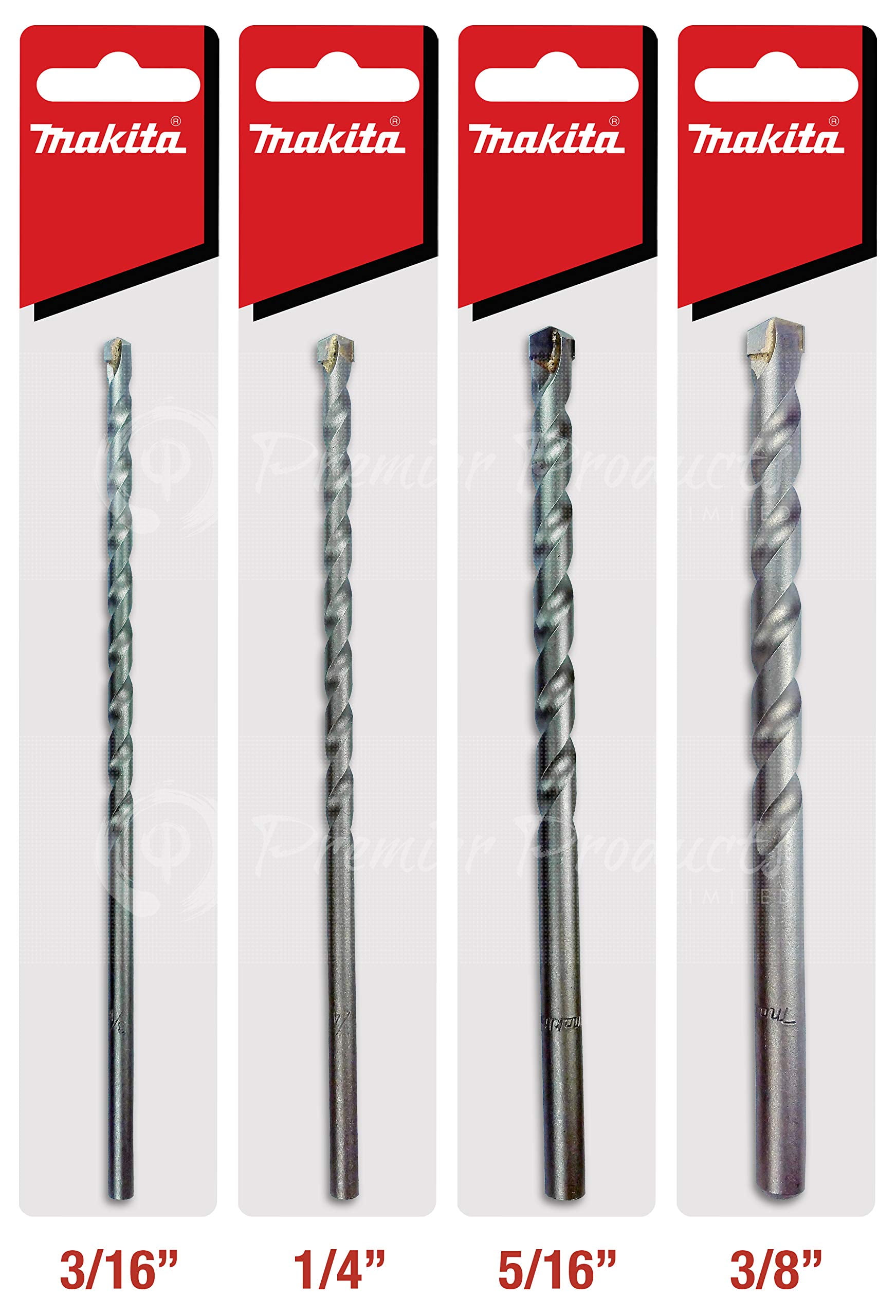 Makita 4 Piece - Concrete Drill Bit Set For Hammer Drills - Precise ...