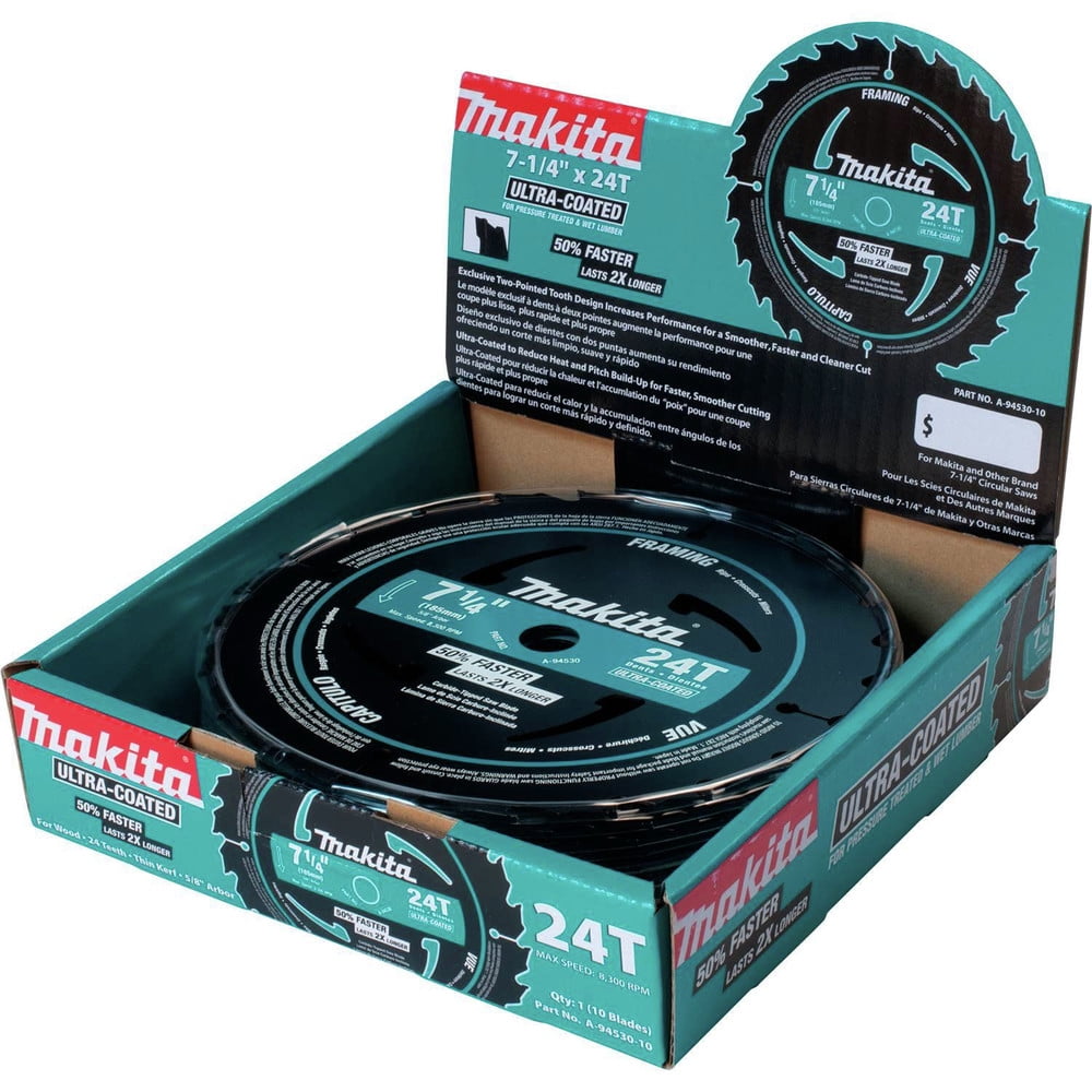 Makita A-94530-10 7-1/4 in. 24T Carbide-Tipped Ultra-Coated Framing Saw ...