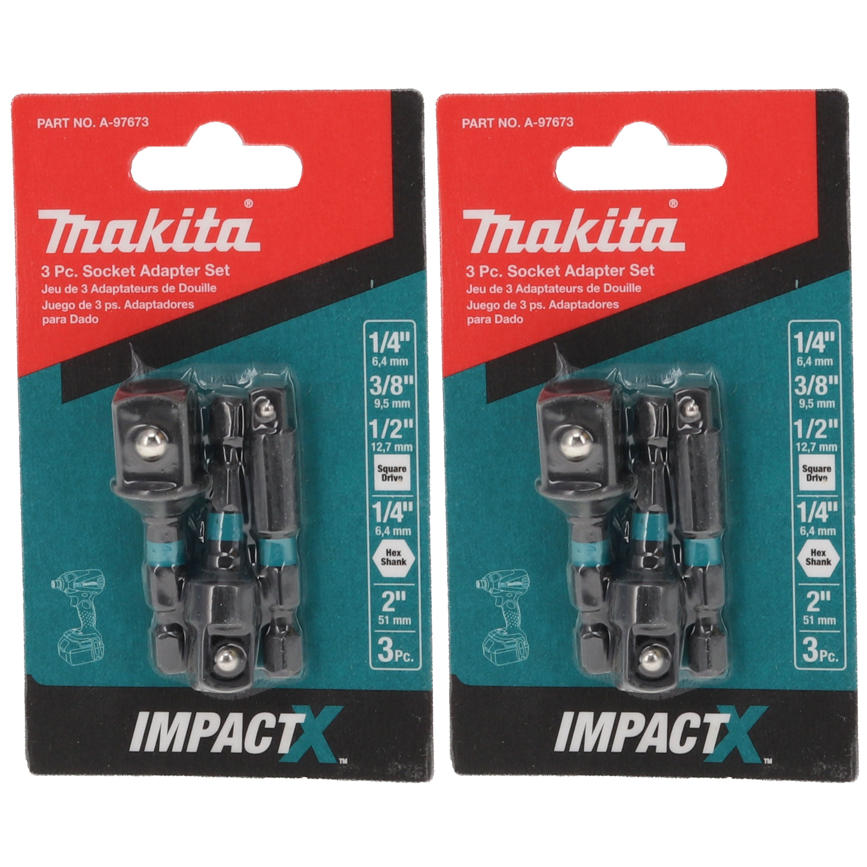 Makita A-97673 ImpactX 2-Inch Socket Adapter 3-Piece Set (2-Pack ...