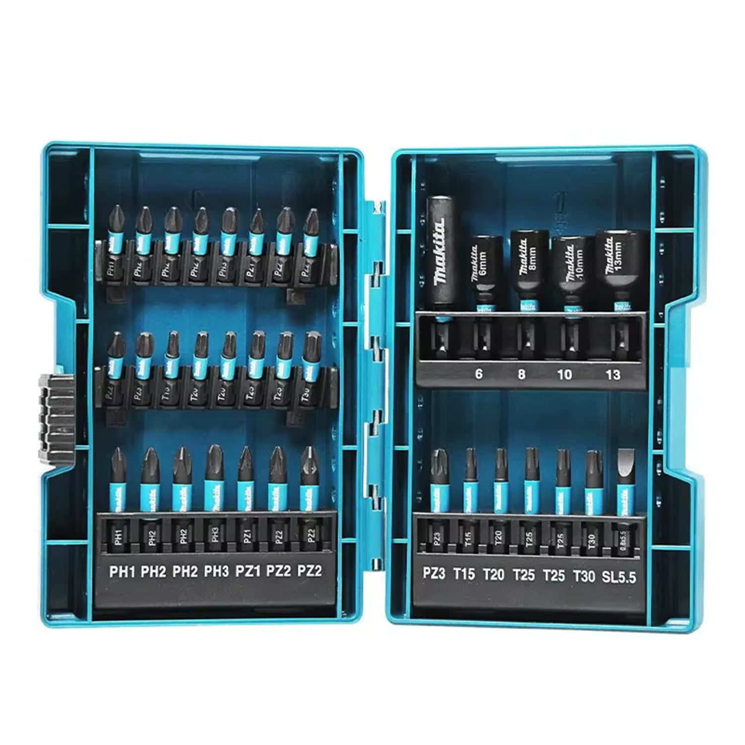Makita E-06638 Impact Driver Bit and Socket Set 35PCS Hex Shaft Hexagon ...