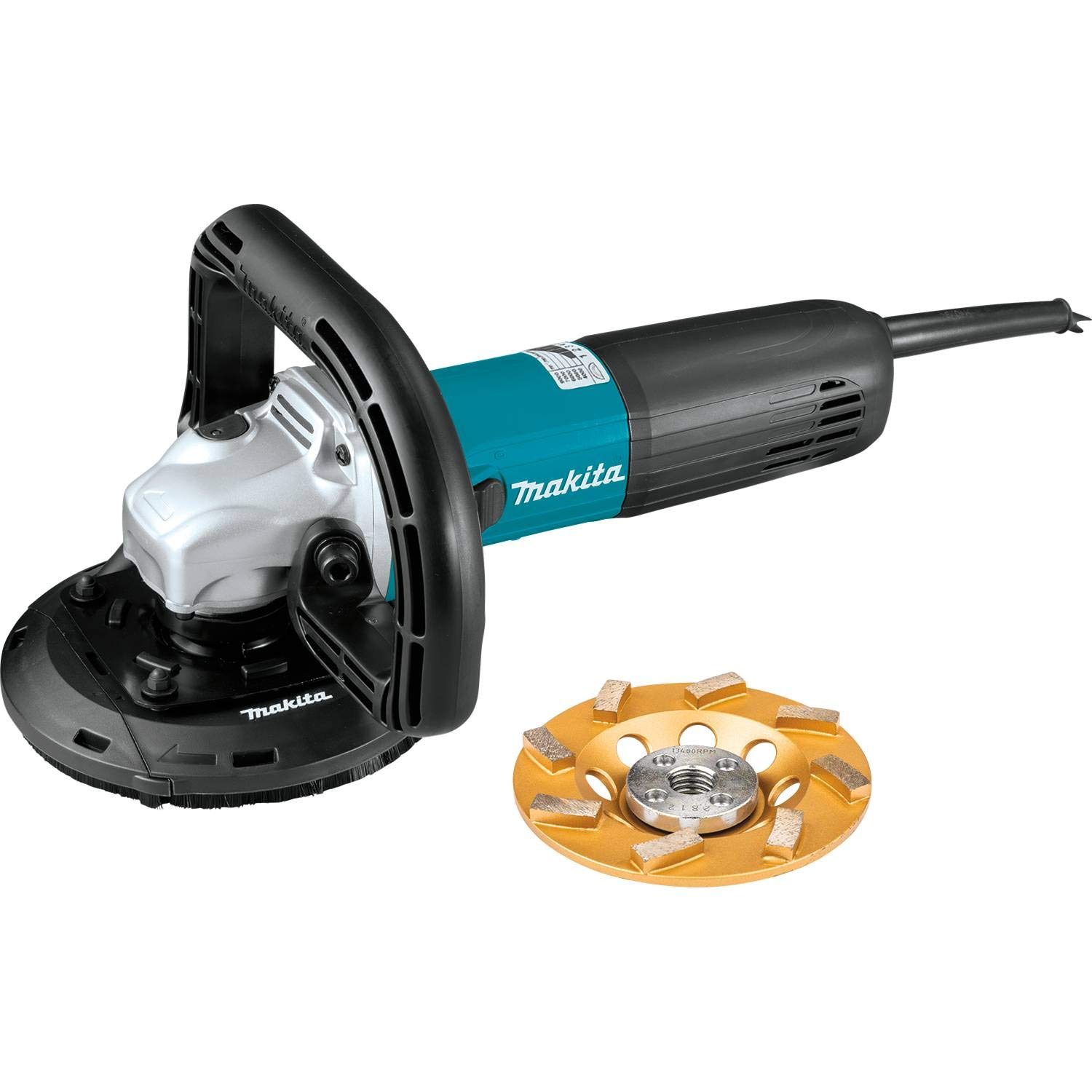 Makita PC5010CX1 5" SJS™II Compact Concrete Planer with Dust Extraction Shroud and Diamond Cup ...
