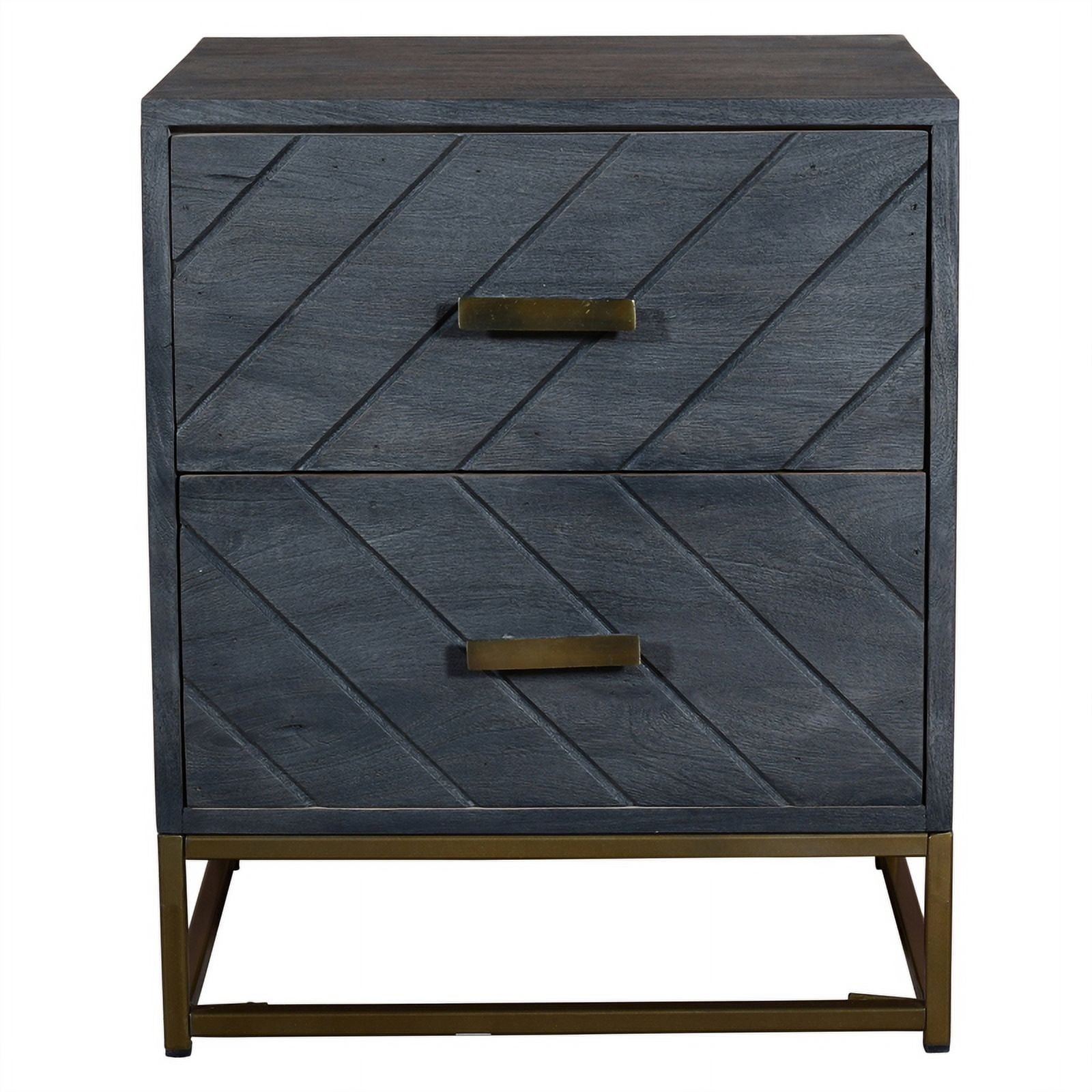 Maklaine 21.7" 2 Drawer Mango Wood Bedside Table with Tubular Metal ...