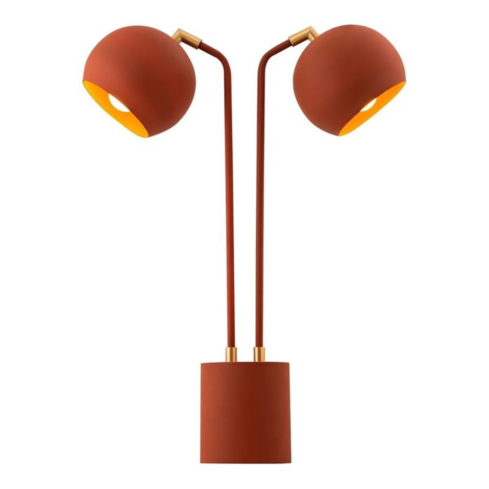 Maklaine 21.7"H Modern Iron Metal Table Lamp in Red Terracotta ...
