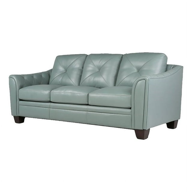 "Maklaine 21"" Assembled Transitional Leather Tufted Fitted Back Sofa ...