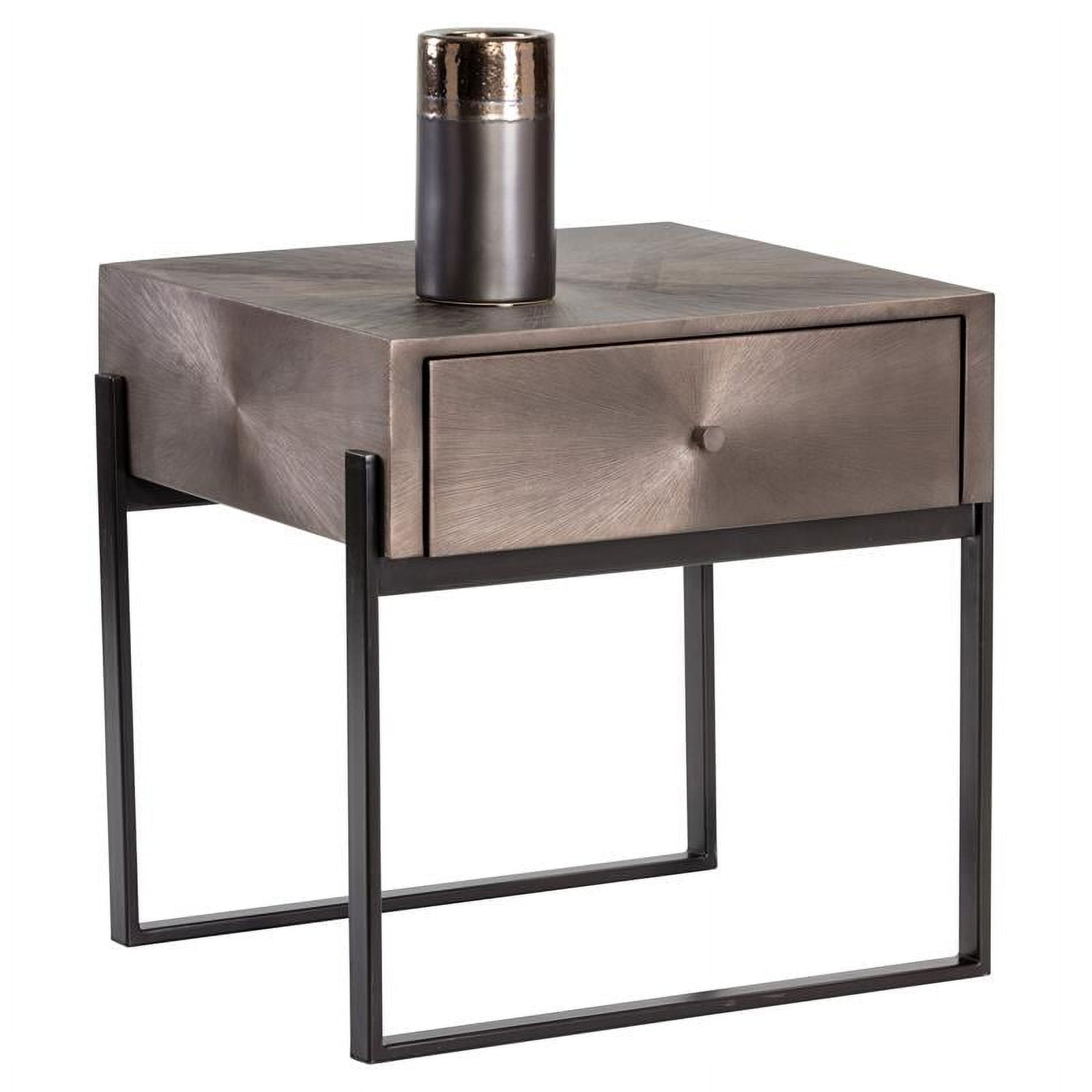 Maklaine 22" Square Modern Metal Nightstand in Brown/Black Finish ...
