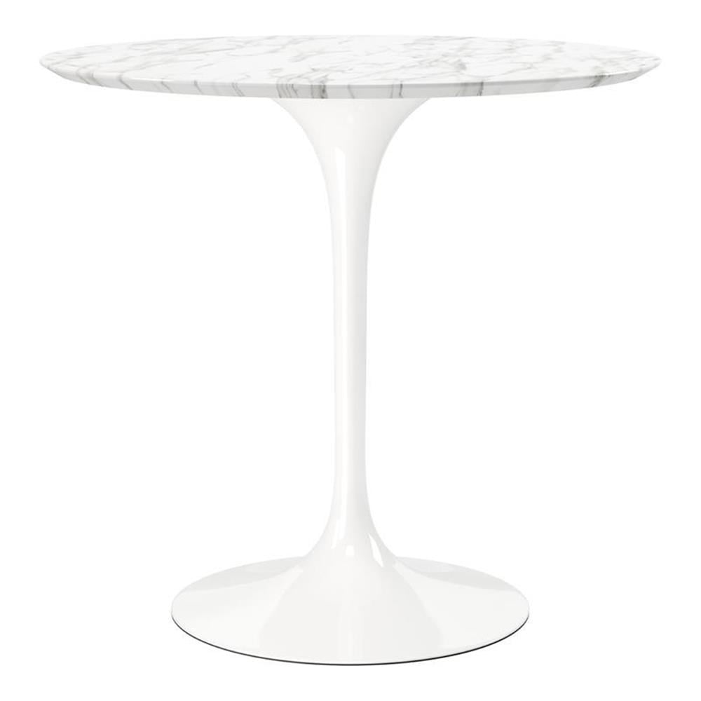 Maklaine 32 inches Round Artifical Marble and Metal Dining Table in ...