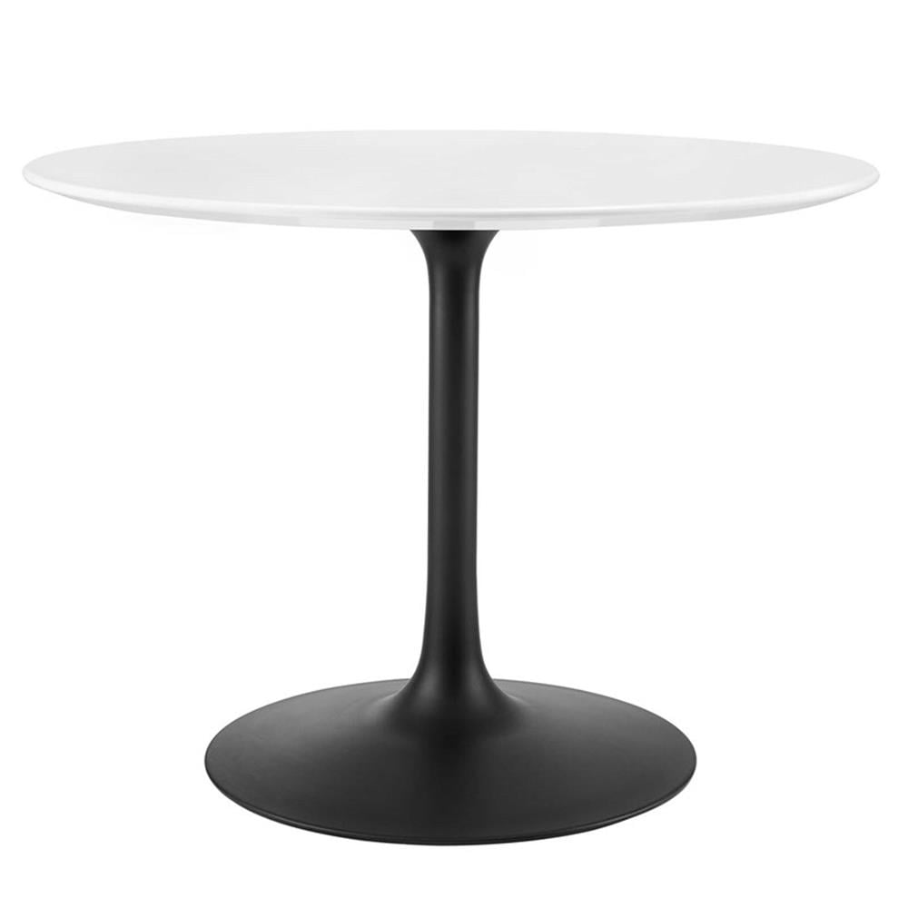 Maklaine 40" Round Lacquered MDF Dining Table in Black/White - Walmart.com