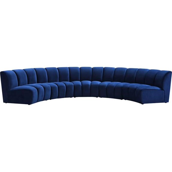 Maklaine 5-Piece Modular Contemporary Velvet Sectional in Navy ...